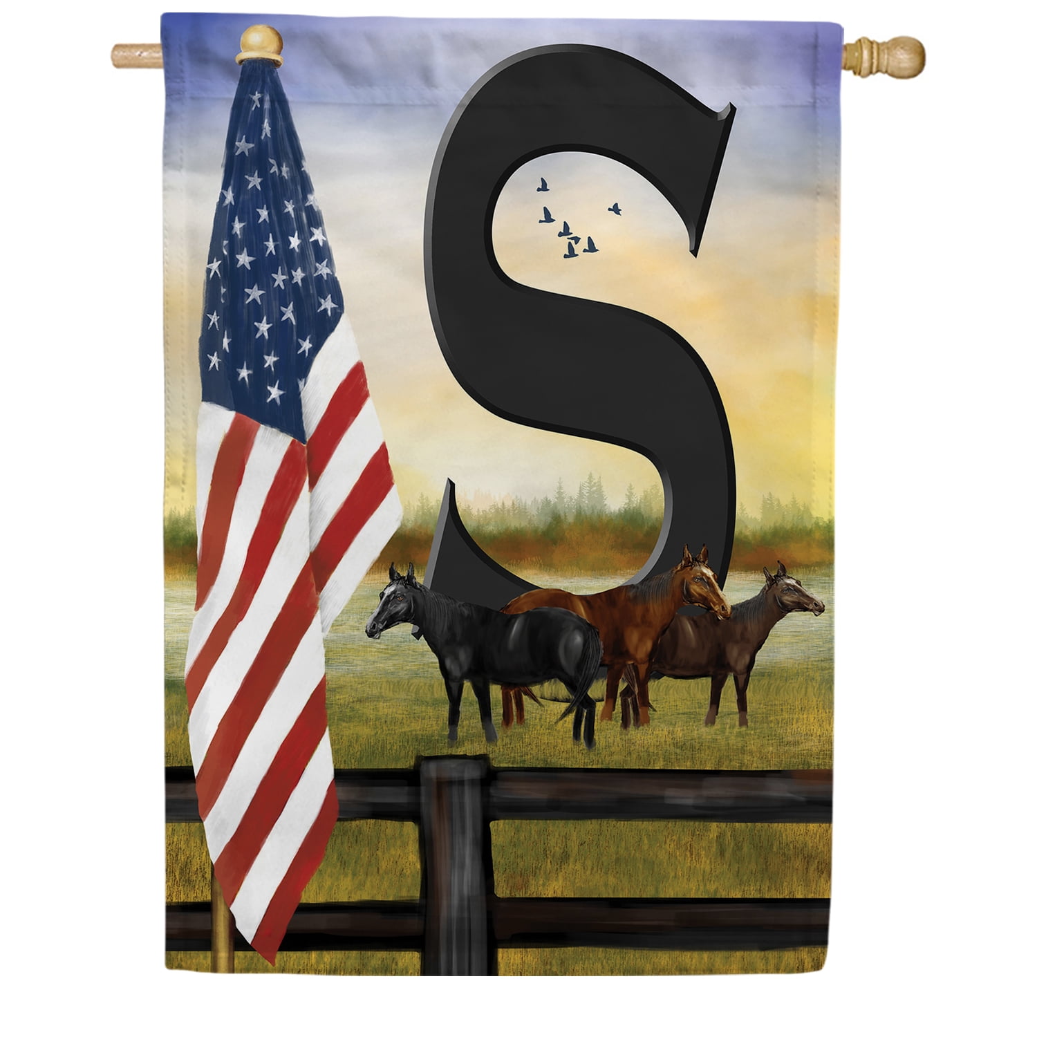 America Forever Monogram S House Flag 28 x 40 inch Double Sided ...