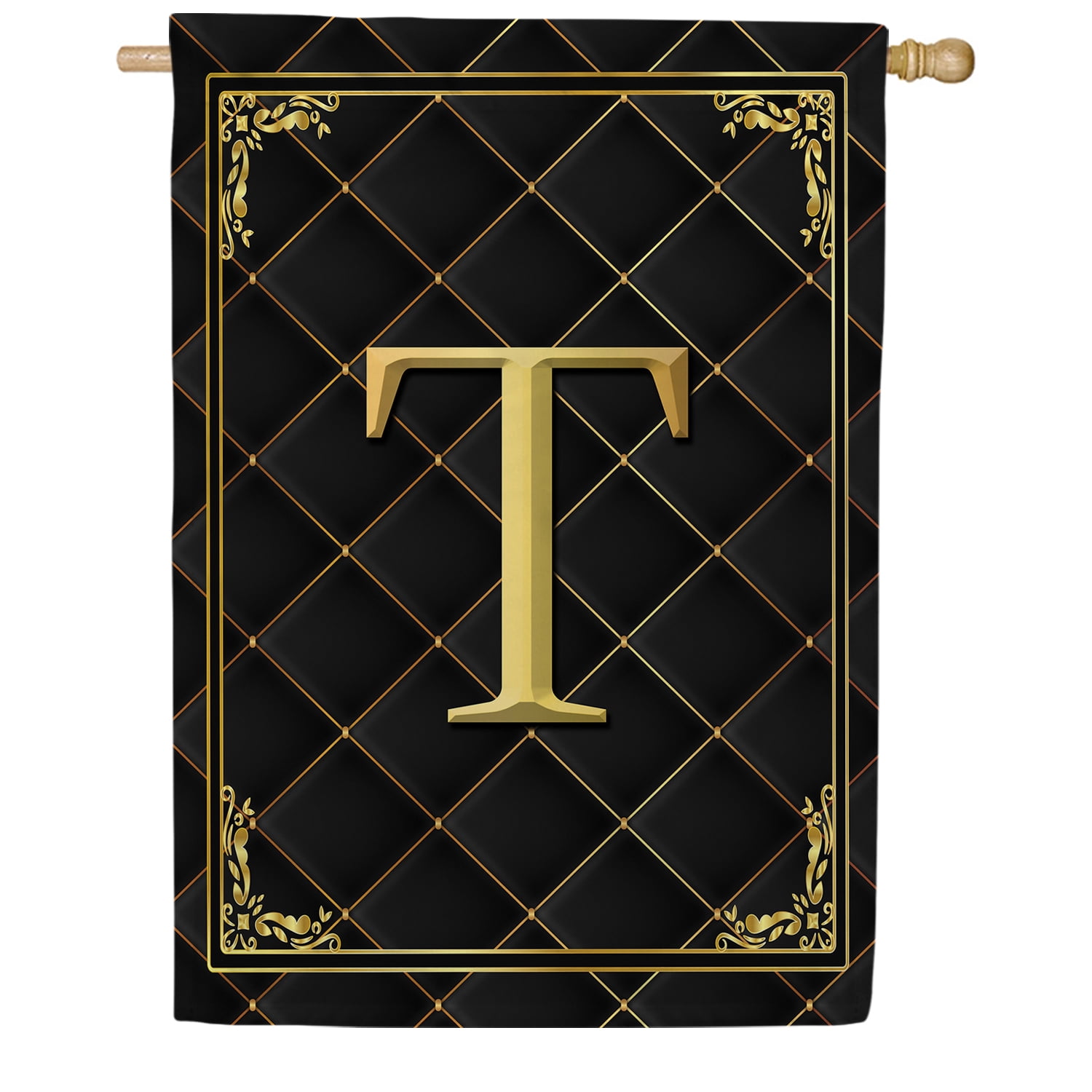 America Forever Monogram T House Flag, 28 x 40 inch Double Sided, Black ...