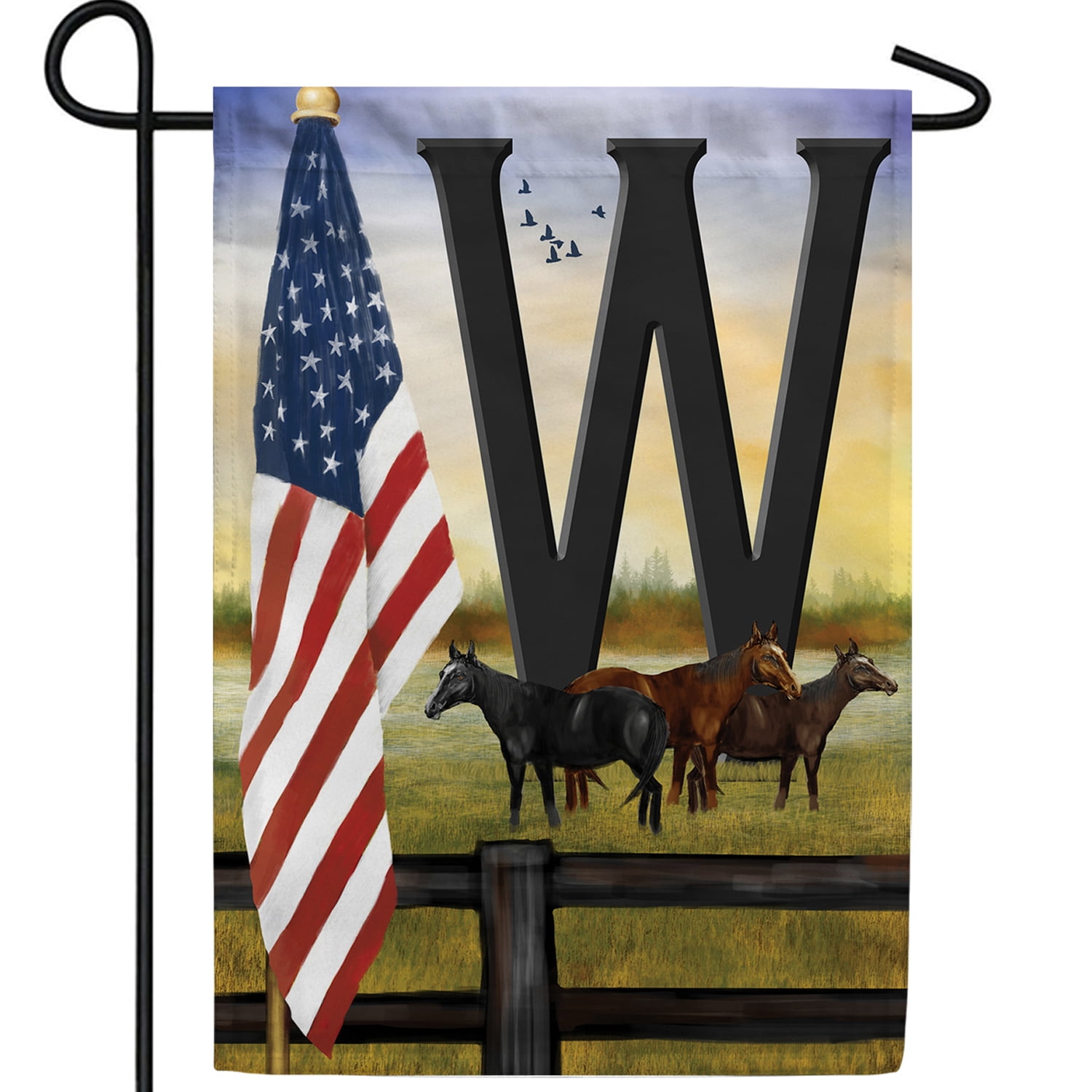 America Forever Monogram W Garden Flag 12.5 x 18 inch Double Sided ...