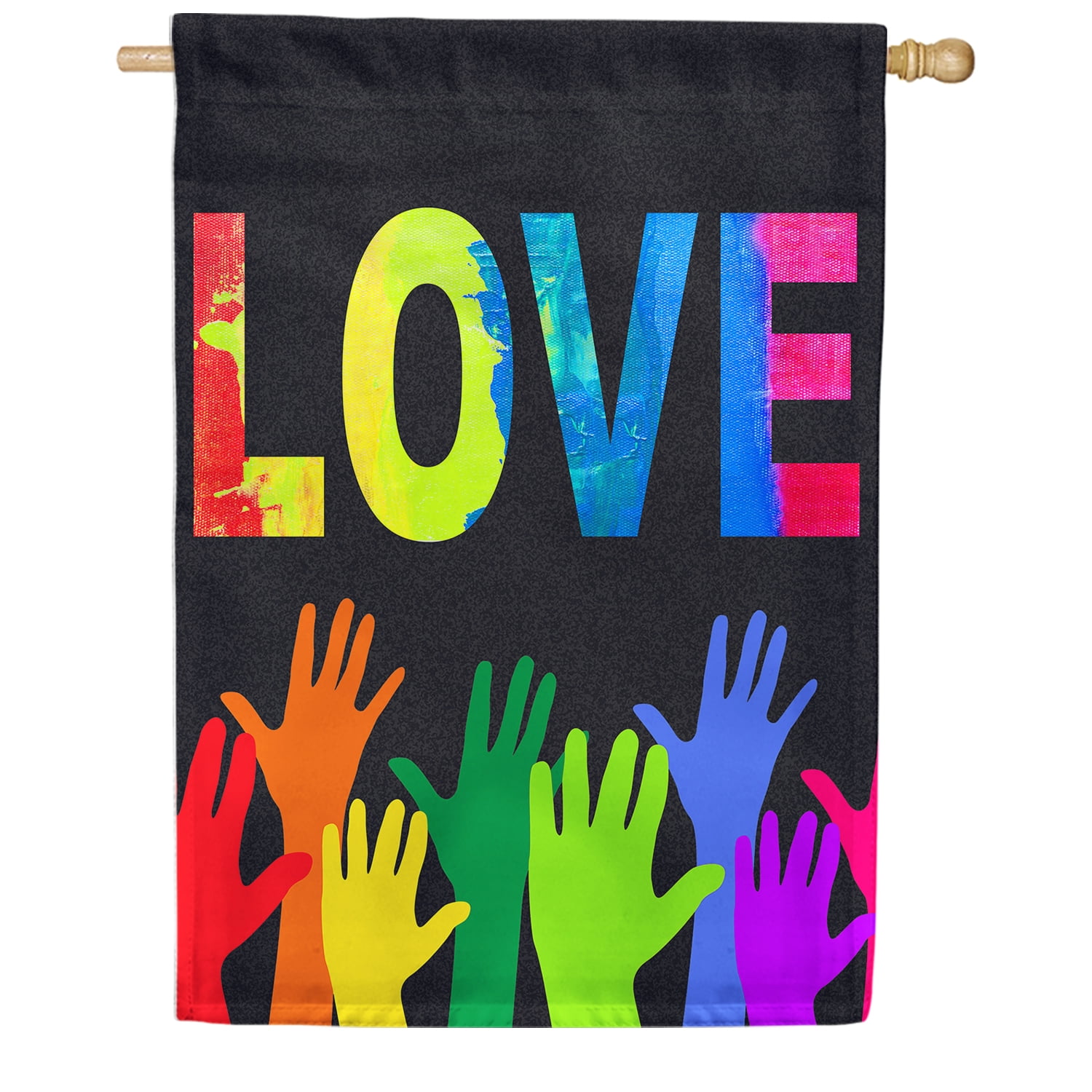 America Forever All We Need is Love House Flag, 28 x 40 inch Double Sided, Rainbow Hands Banner ...