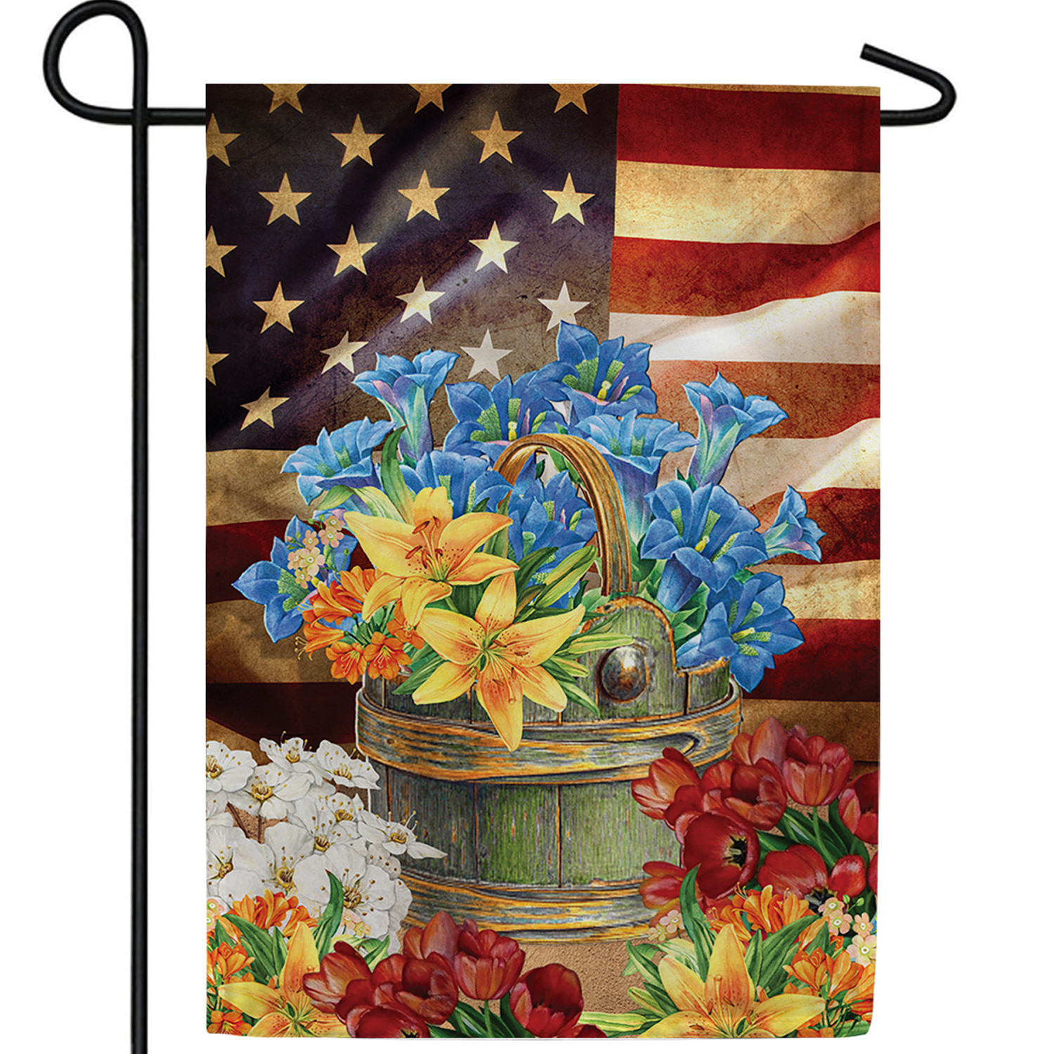 America Forever Old Glory Flowers Double Sided Garden Flag, 12.5 x 18 ...