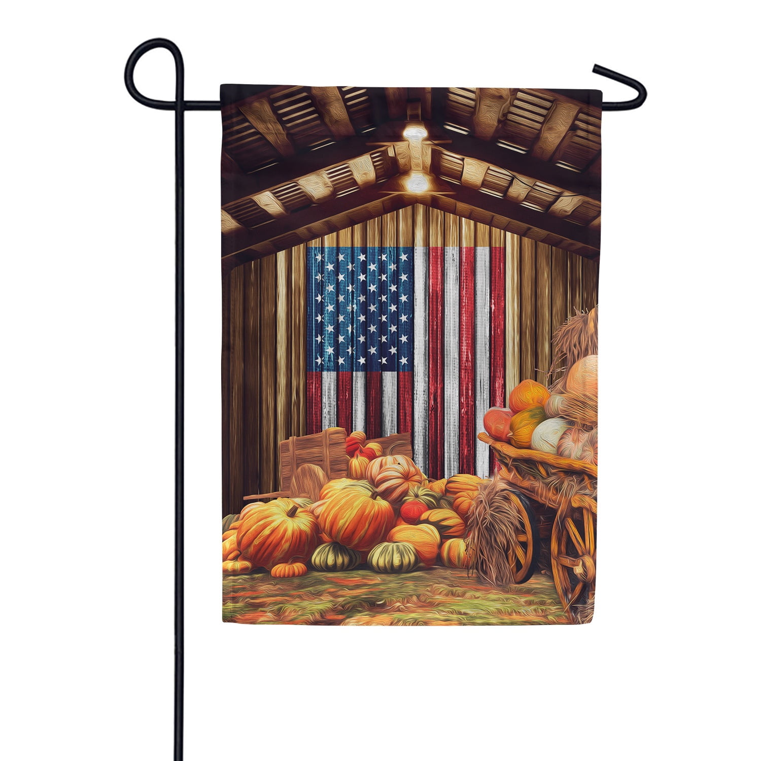 America Forever Patriotic Autumn Pumpkin Harvest Garden Flag - American ...