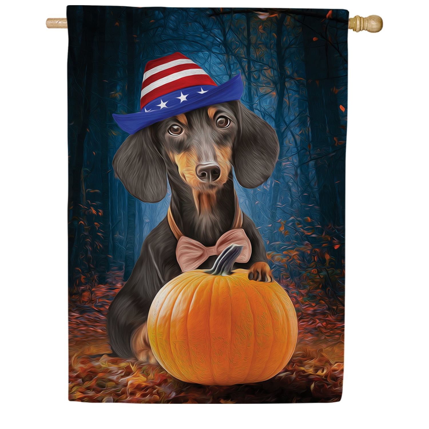 America Forever Patriotic Dachshund House Flag, 28 x 40 inch Double ...