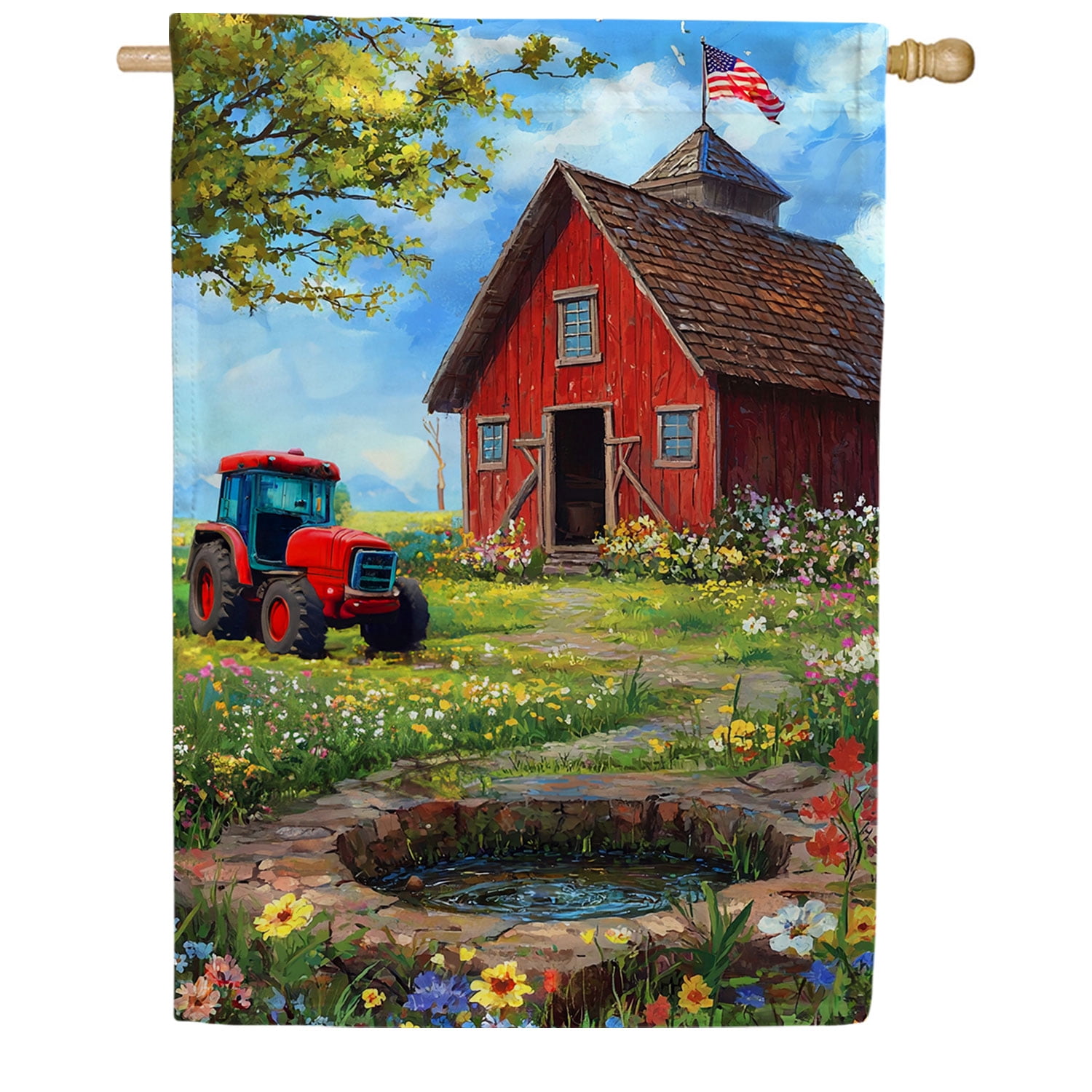 America Forever Patriotic Red Schoolhouse House Flag, 28 x 40 inch ...