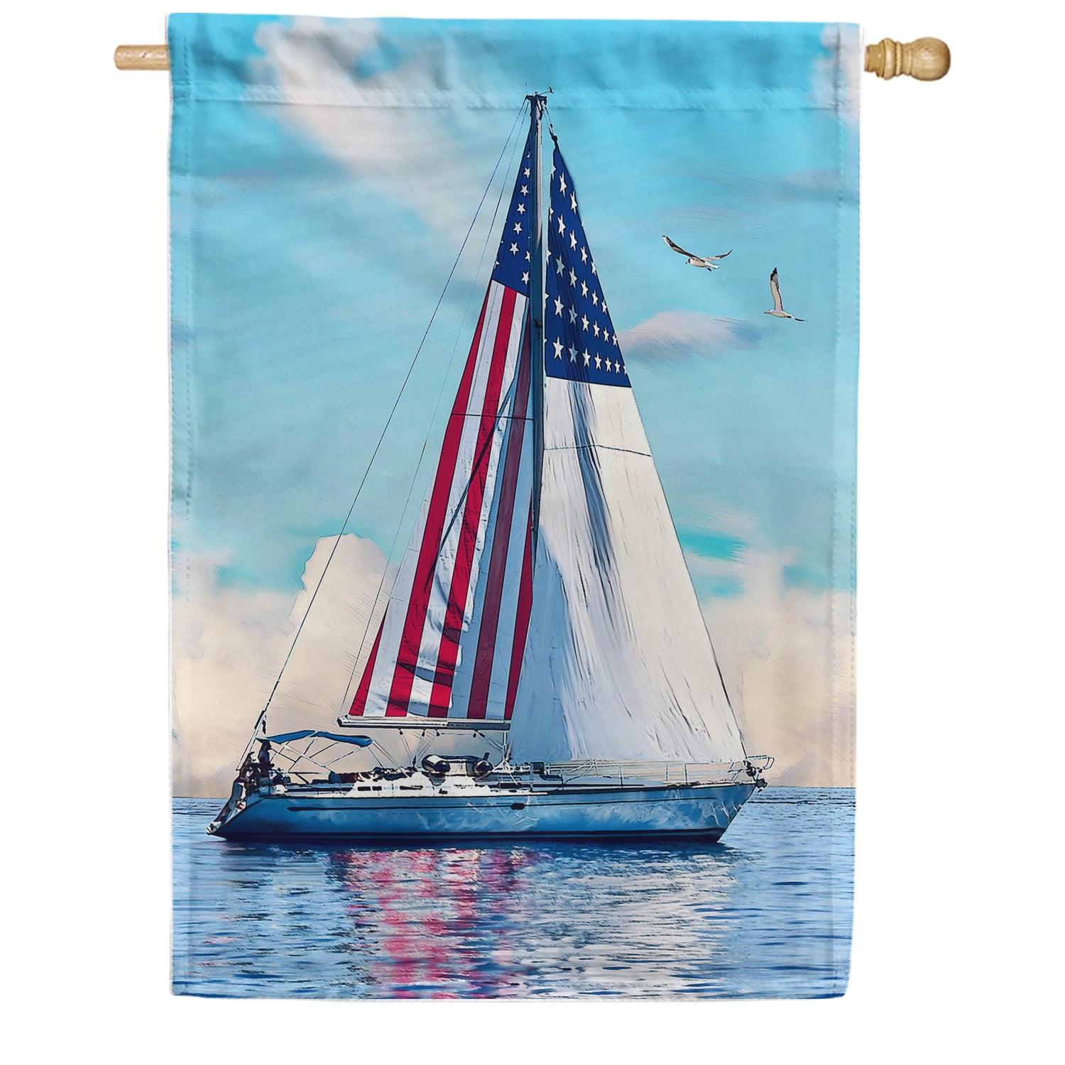 America Forever Patriotic Sailboat House Flag 28 x 40 inches Summer 4th ...