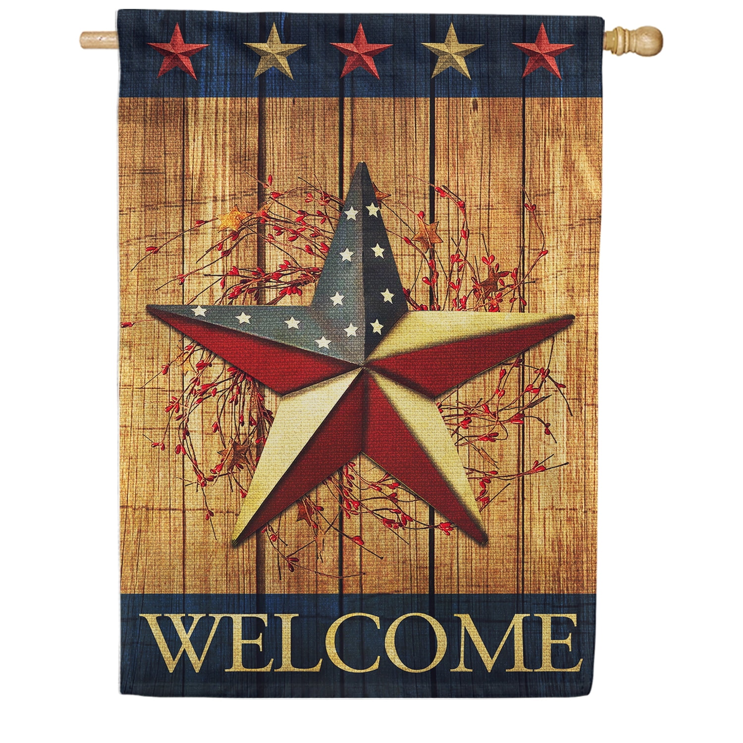America Forever Patriotic Star Welcome House Flag, 28 x 40 inches ...