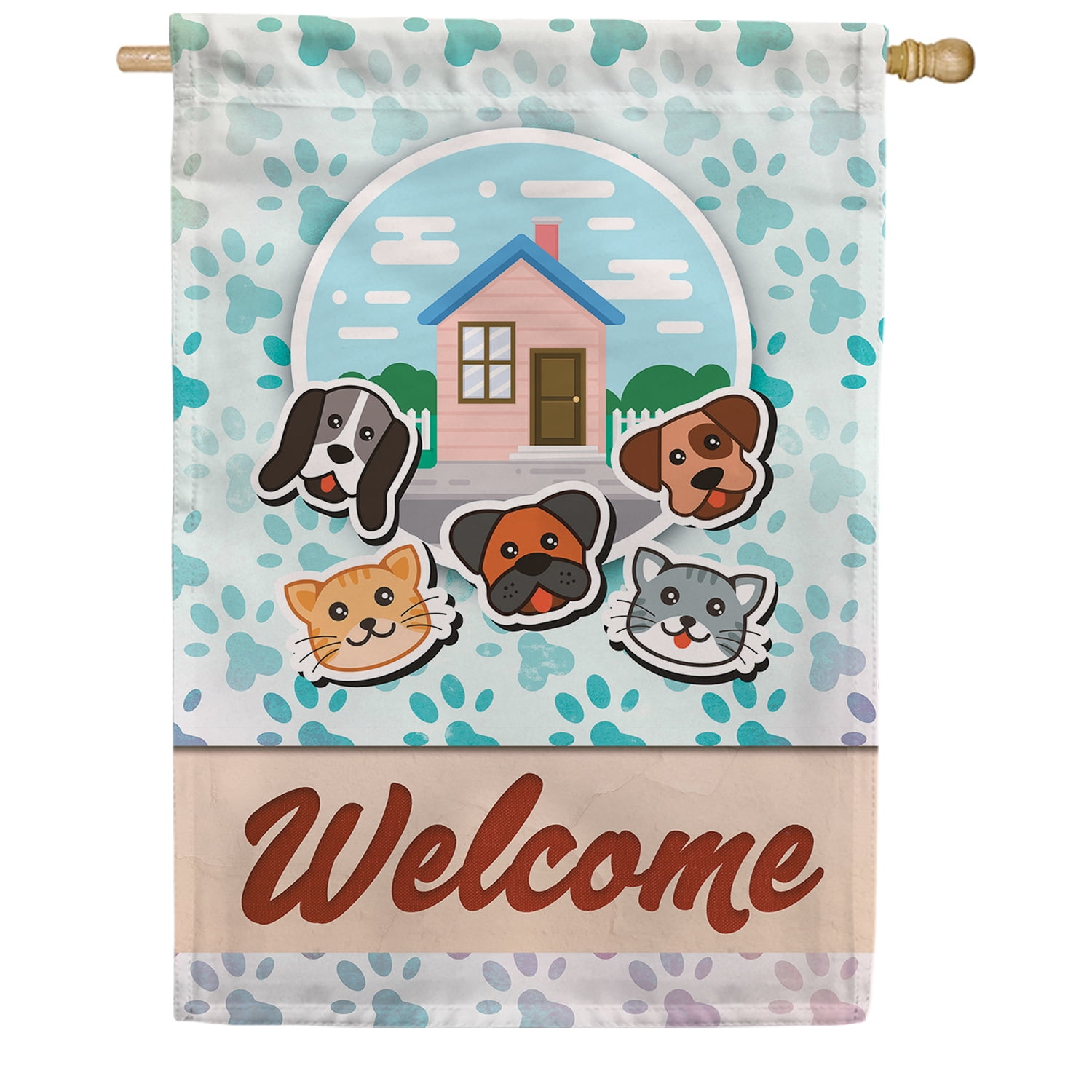 America Forever Pet Loving Home Welcome House Flag, 28 x 40 inch Double ...