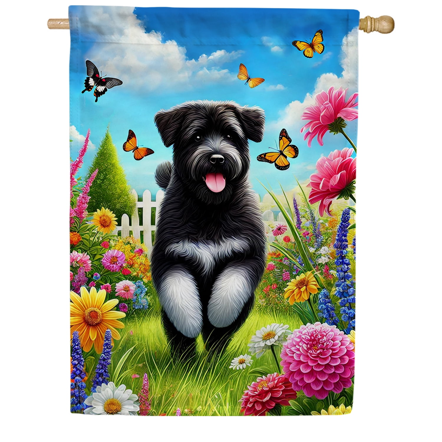 America Forever Puppy and Butterfly Welcome House Flag, 28 x 40 inch ...