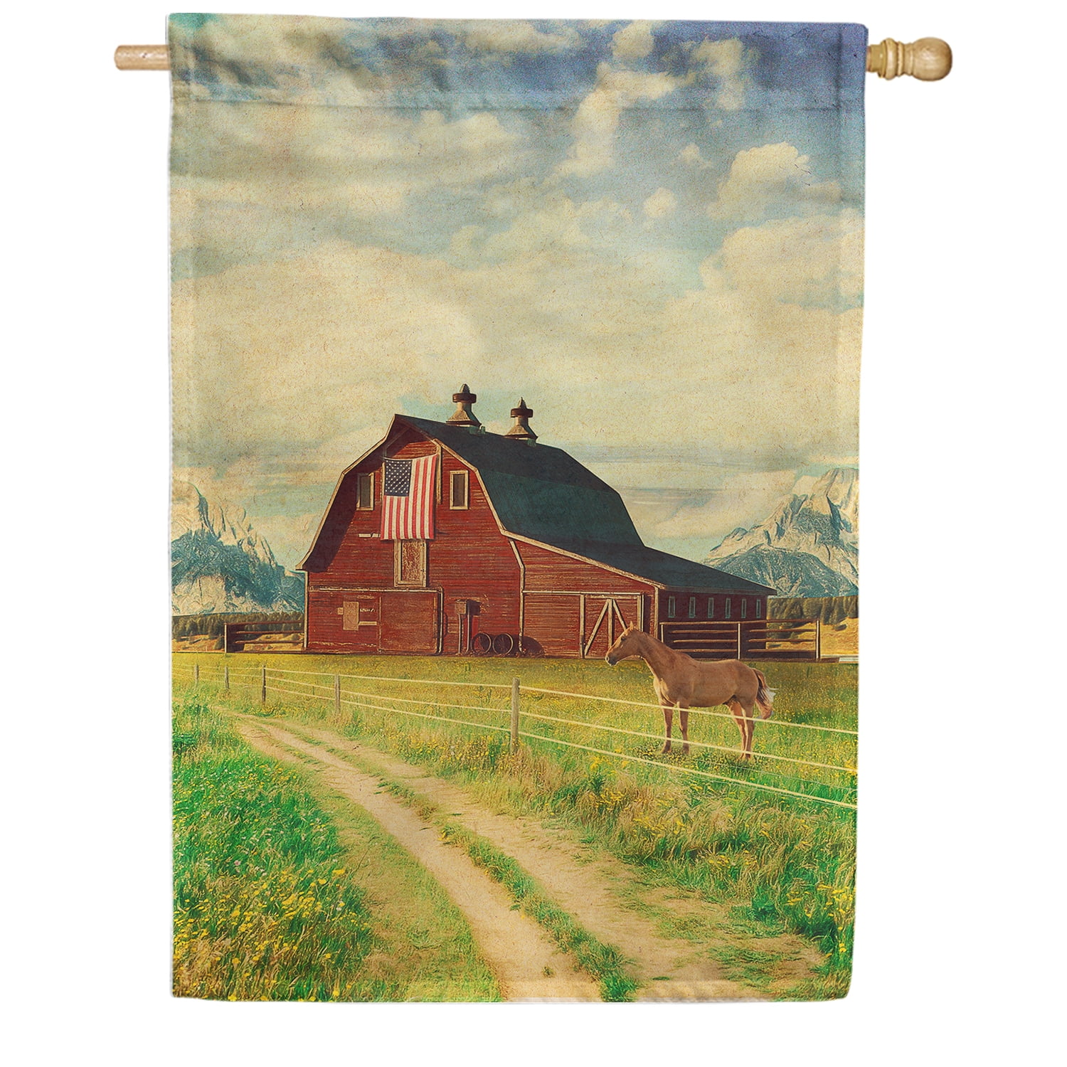 America Forever Red Barn Farm Animal Summer House Flag 28 x 40 inches ...