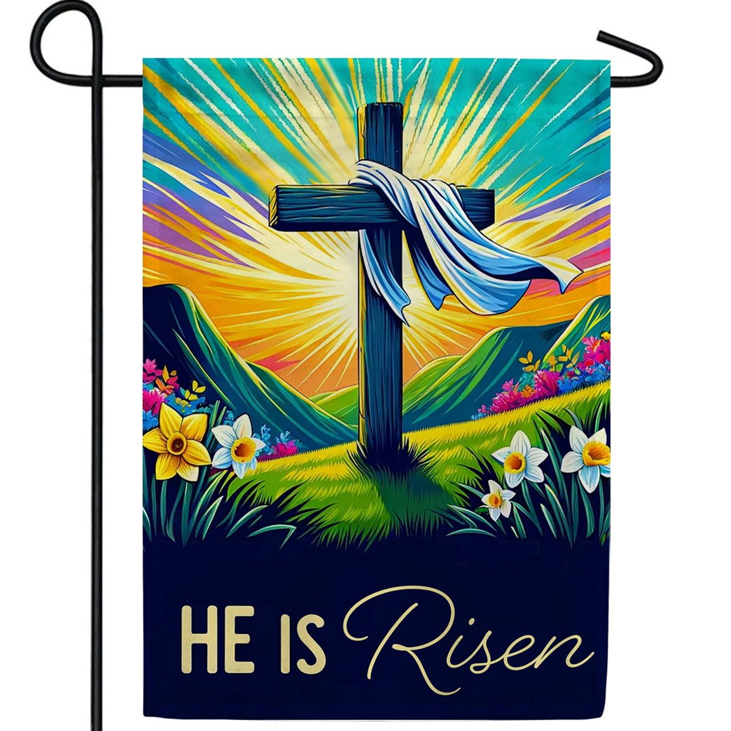America Forever He is Risen Easter Garden Flag 12.5 x18 inch Double ...