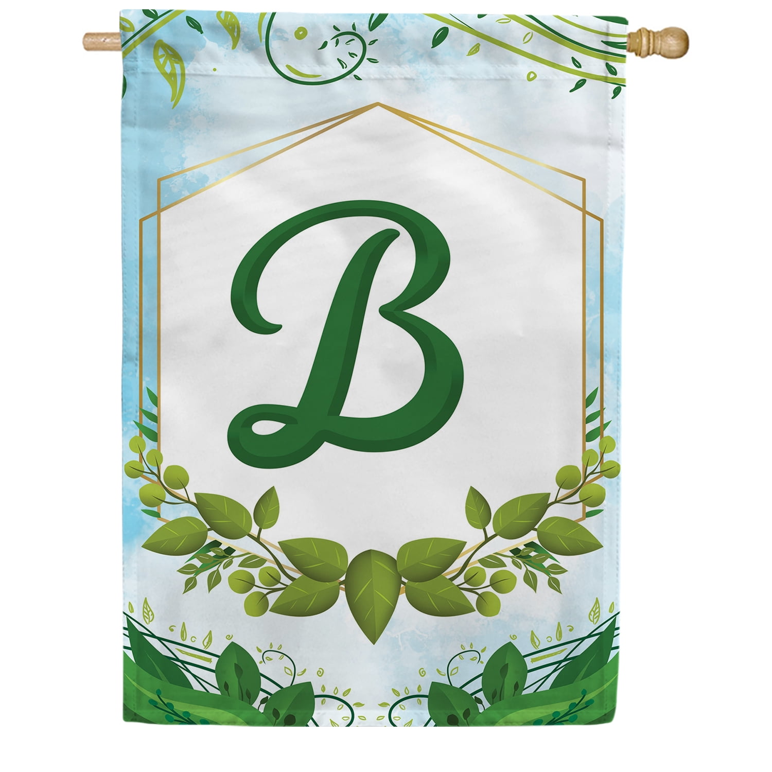 America Forever Rose Greenery Monogram B House Flag, 28 x 40 inch ...