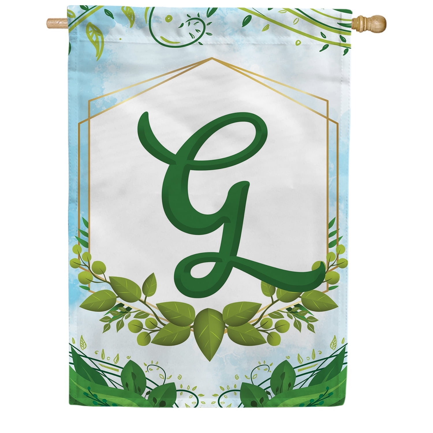 America Forever Rose Greenery Monogram G House Flag, 28 x 40 inch Double Sided, Spring Green ...