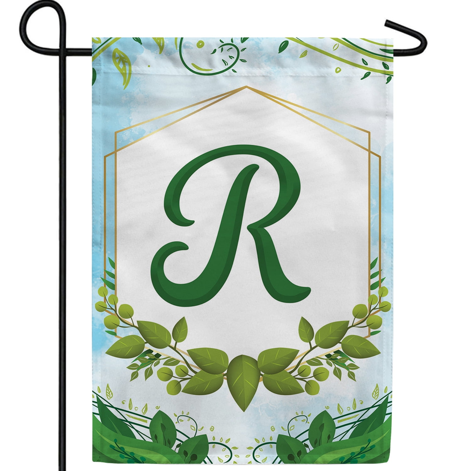 America Forever Rose Greenery Monogram R Garden Flag, 12.5 x 18 inch ...