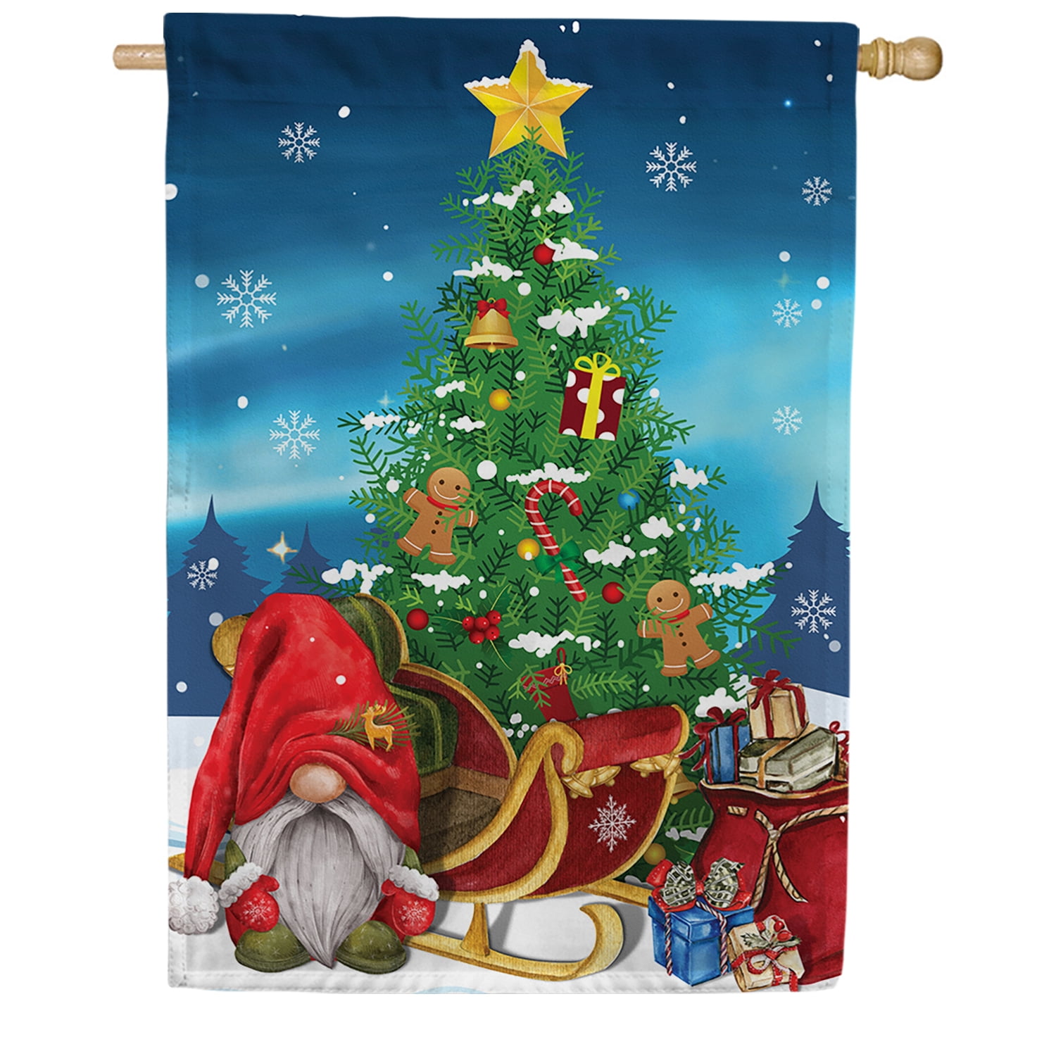 America Forever Santa Gnome And Sleigh House Flag, 28 x 40 inch Double ...