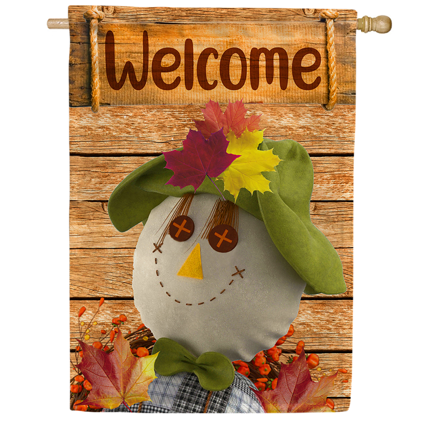 America Forever Scarecrow Welcome House Flag, 28 x 40 inches Double ...