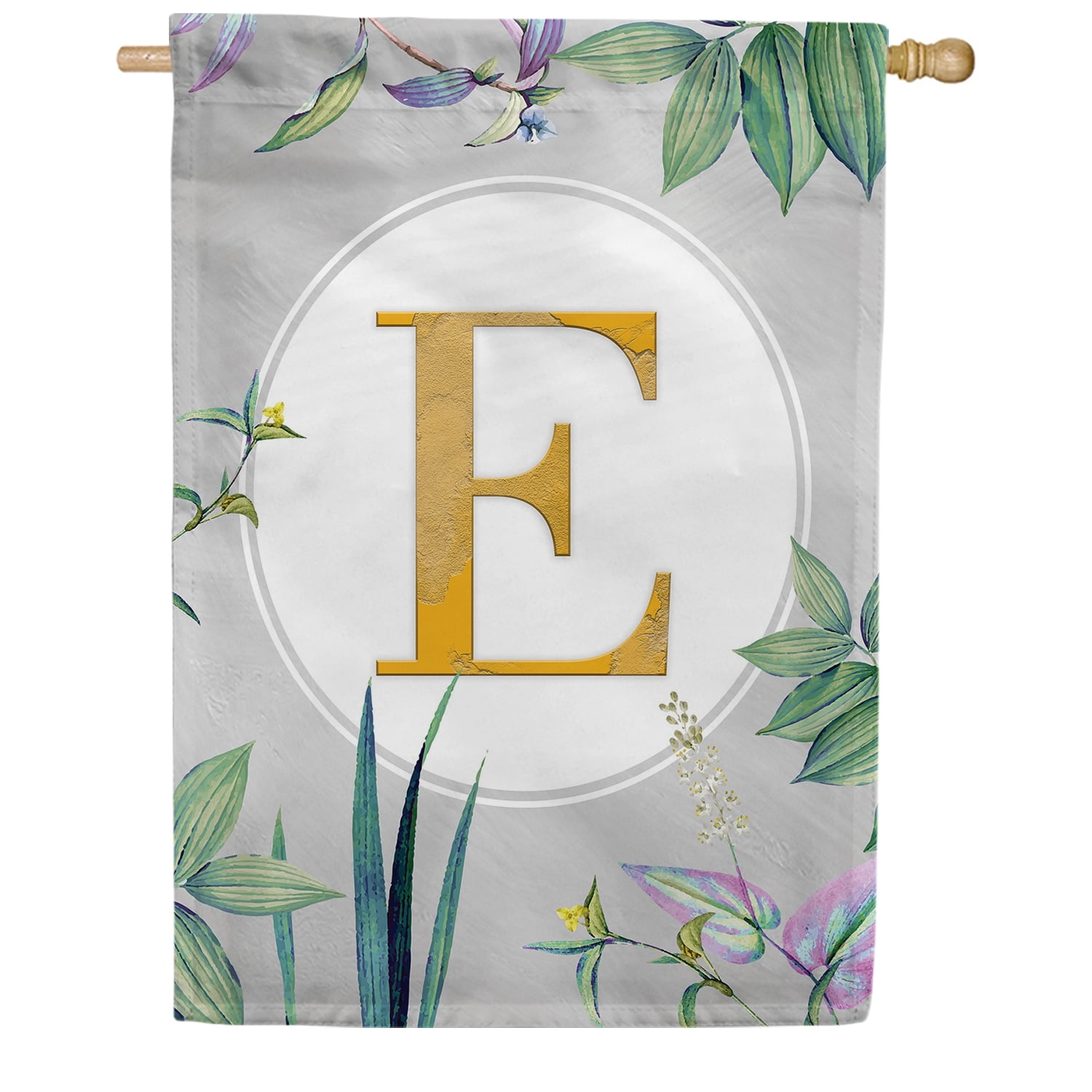 America Forever Simply Golden Monogram E House Flag, 28 x 40 inch ...