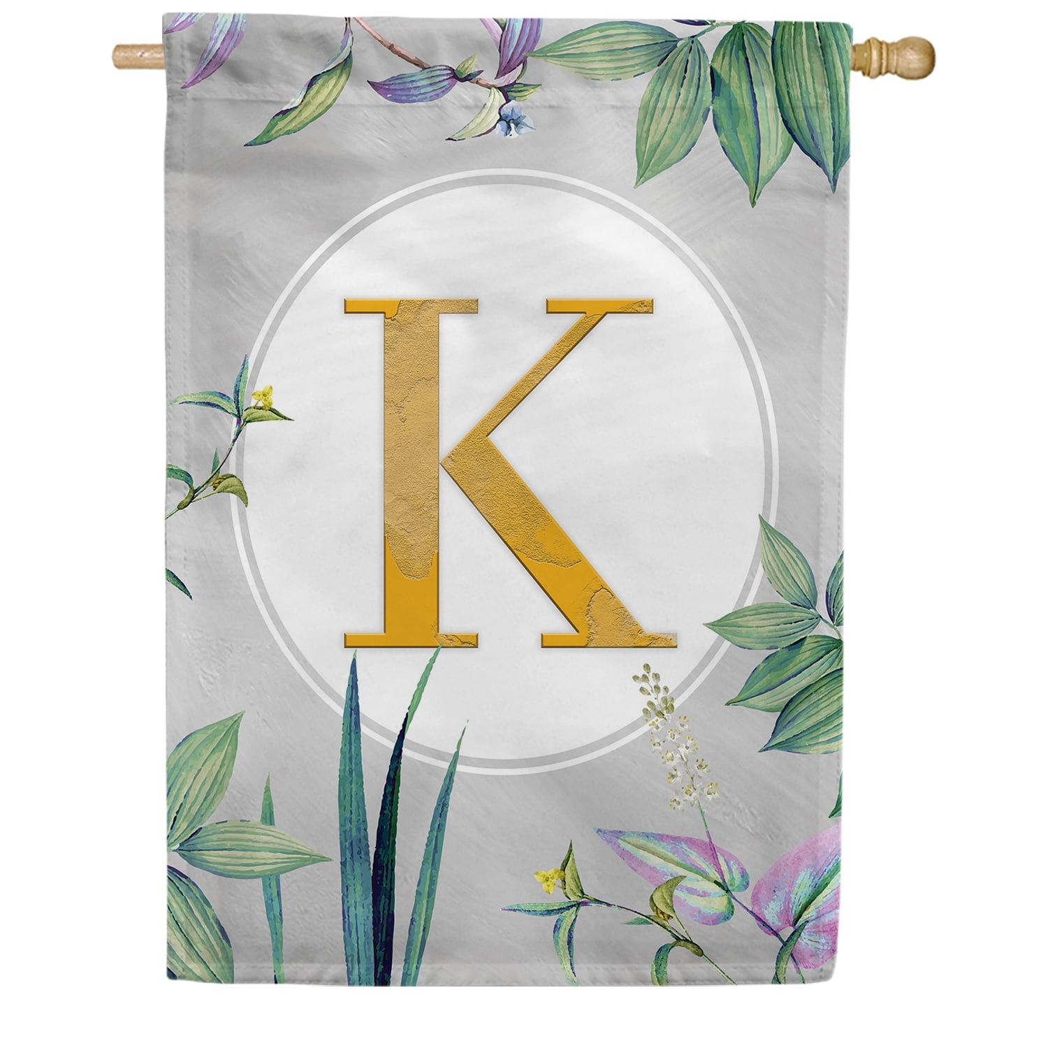 America Forever Simply Golden Monogram K House Flag, 28 x 40 inch ...