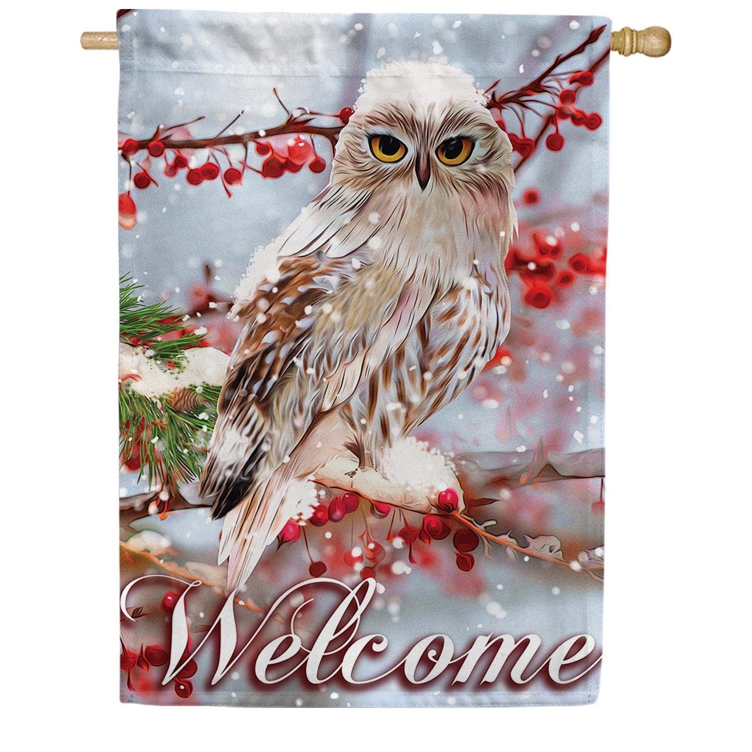America Forever Snowy Owl Welcome House Flag, 28 x 40 inch Double Sided ...