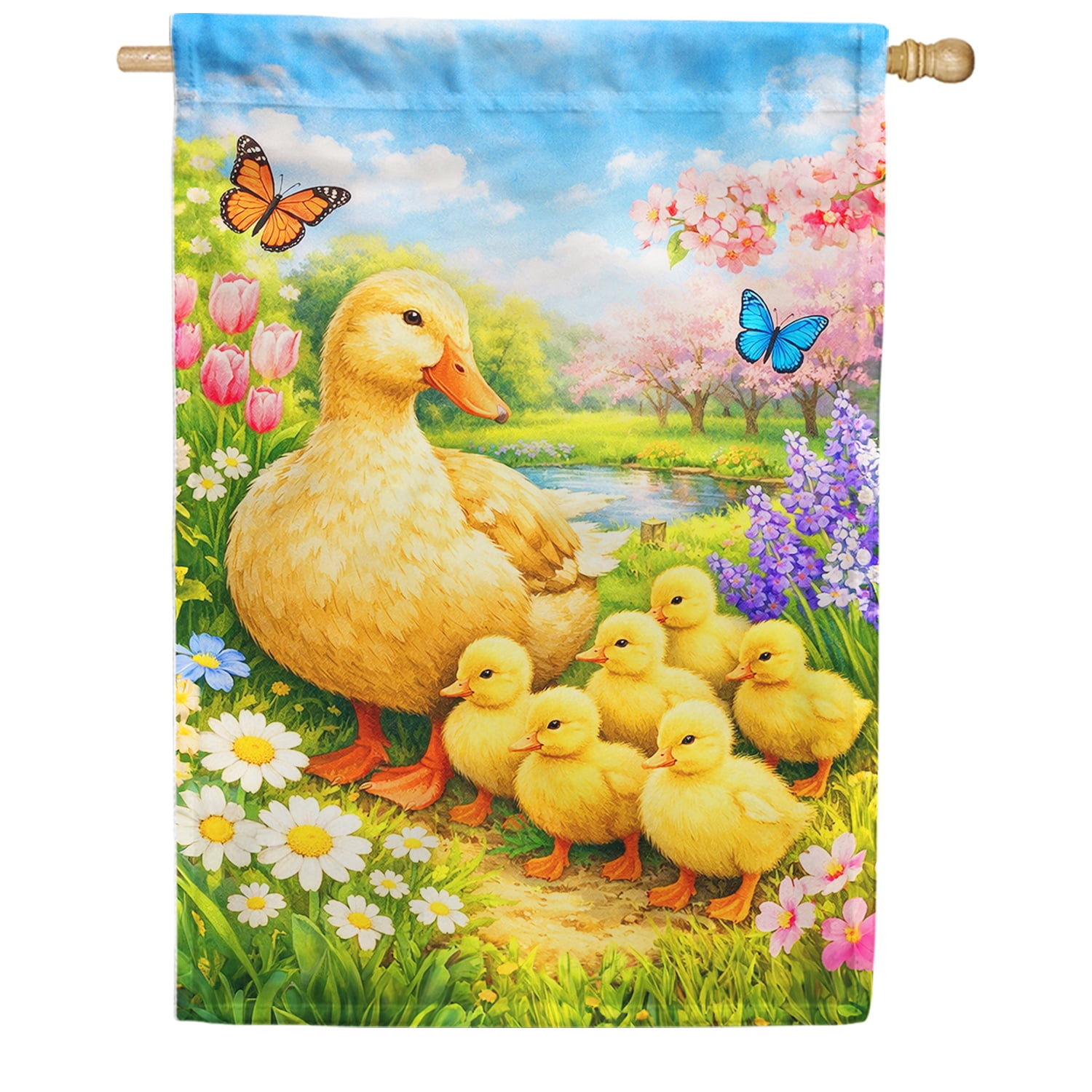 America Forever Spring Duck Family House Flag, 28 x 40 Inch Double ...