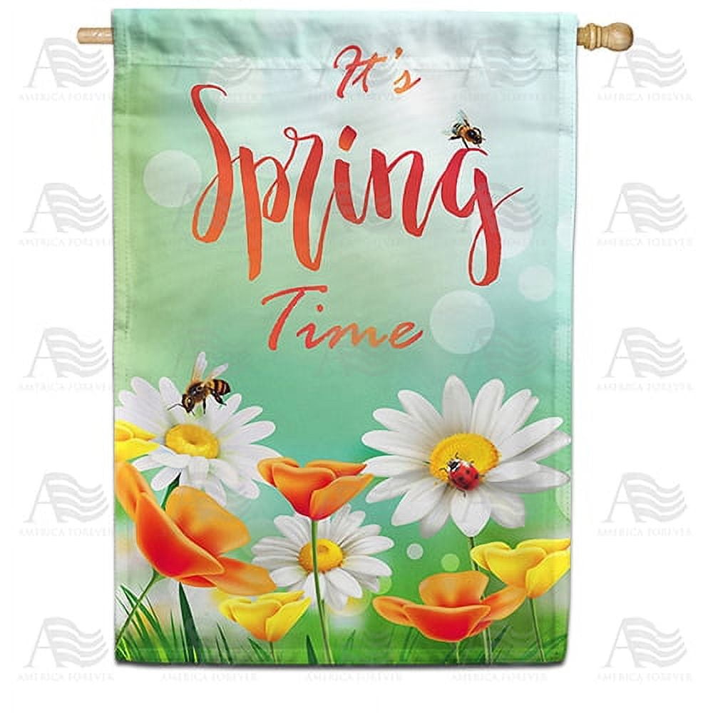 America Forever Spring Floral House Flag 28 x 40 inches Double Sided ...