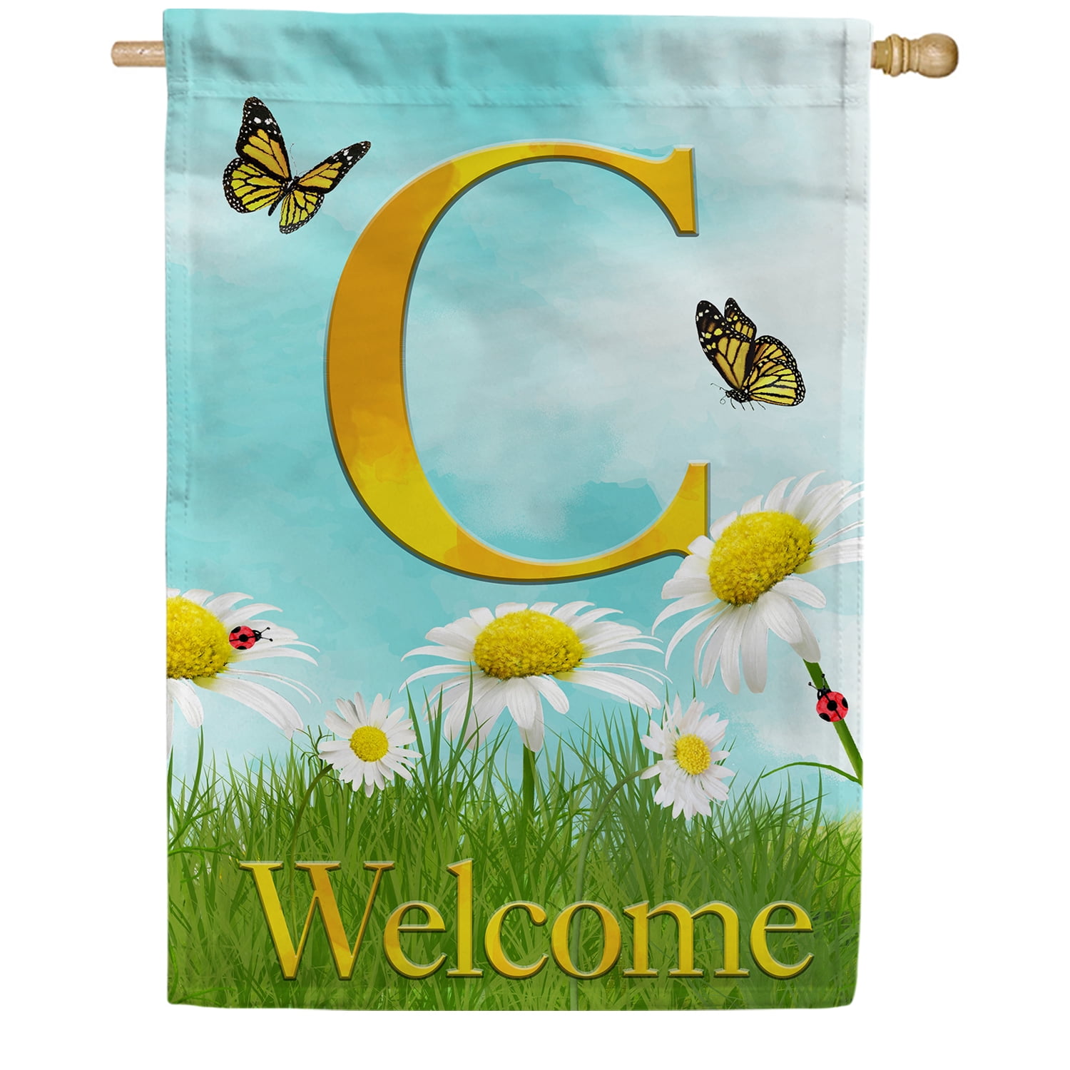 America Forever Spring Monogram House Flag Letter C 28 X 40 inches ...