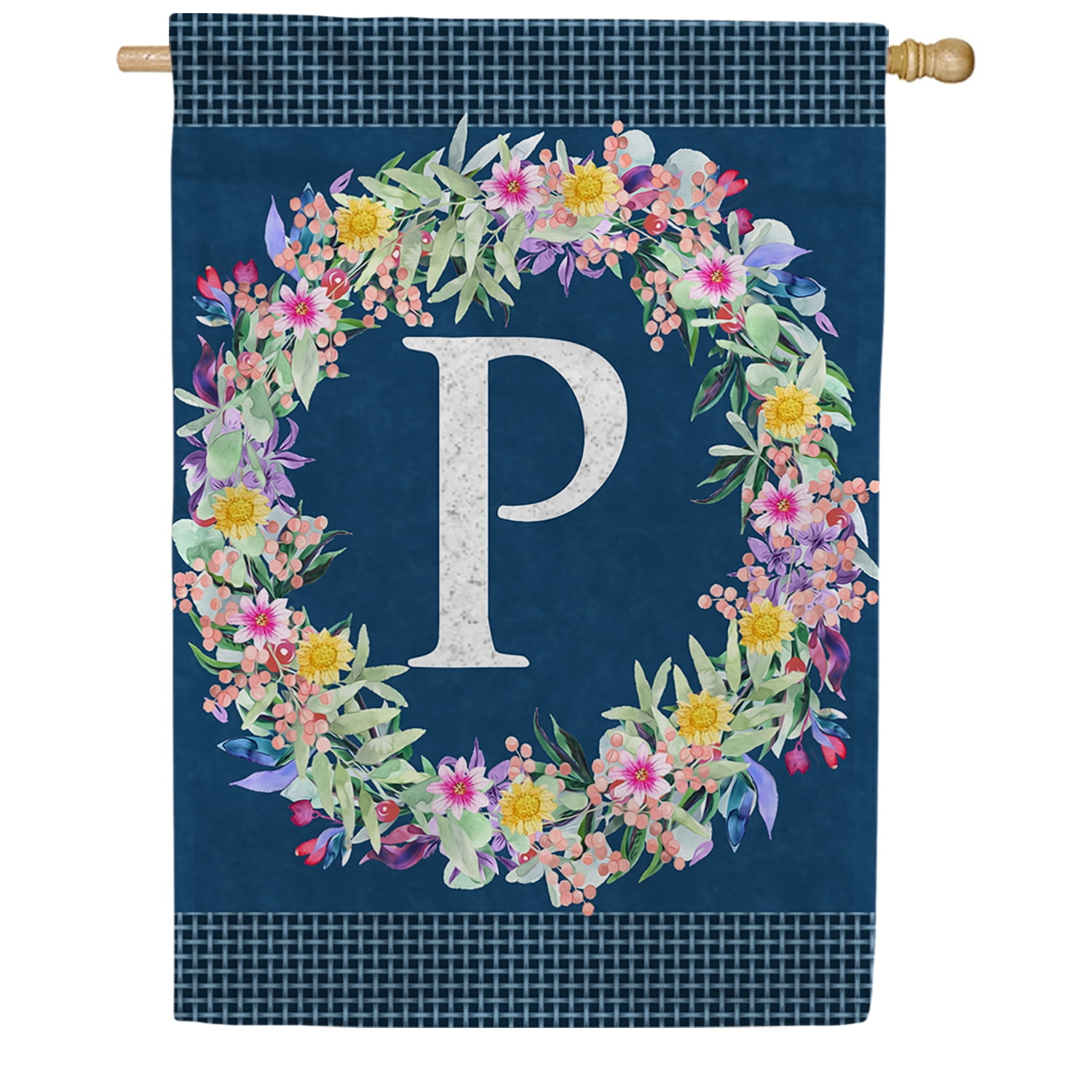 America Forever Spring Monogram House Flag Letter P 28 X 40 inches ...