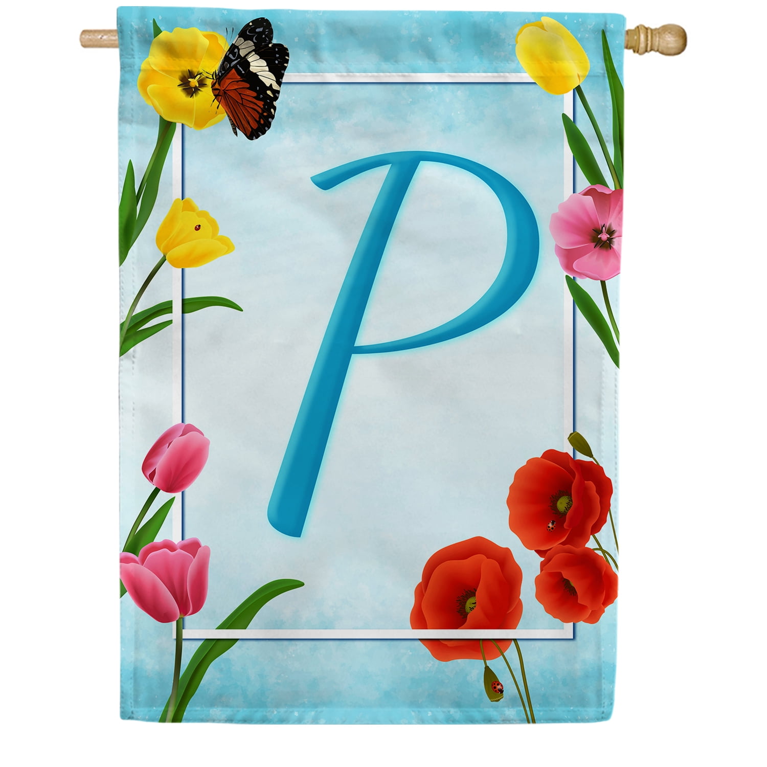 America Forever Spring Monogram House Flag Letter P 28 X 40 inches ...