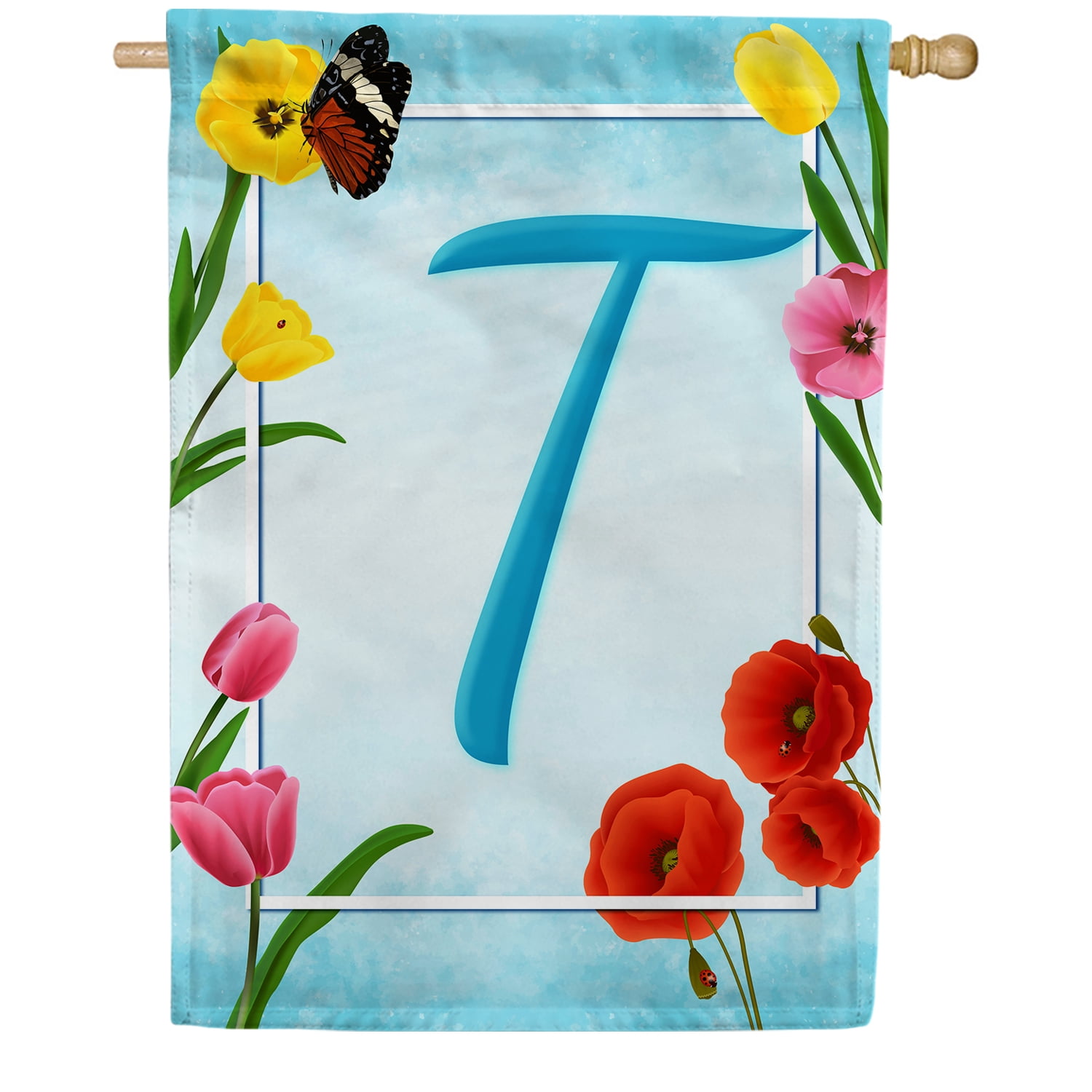 America Forever Spring Monogram House Flag Letter T 28 X 40 inches ...