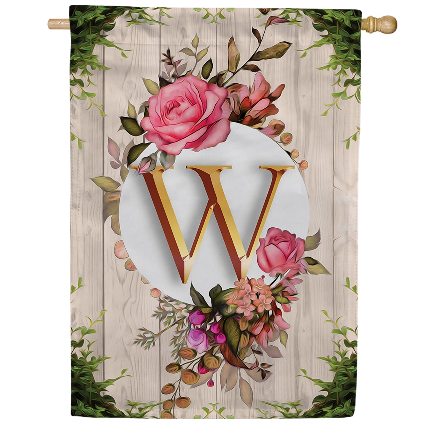 America Forever Spring Monogram House Flag Letter W 28 X 40 inches ...