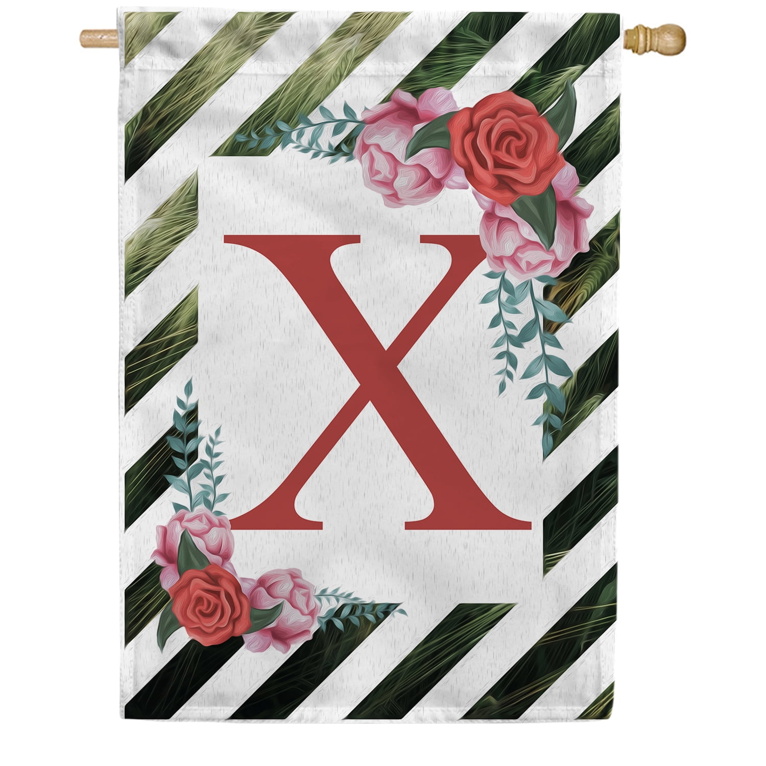 America Forever Spring Monogram House Flag Letter X 28 X 40 inches ...