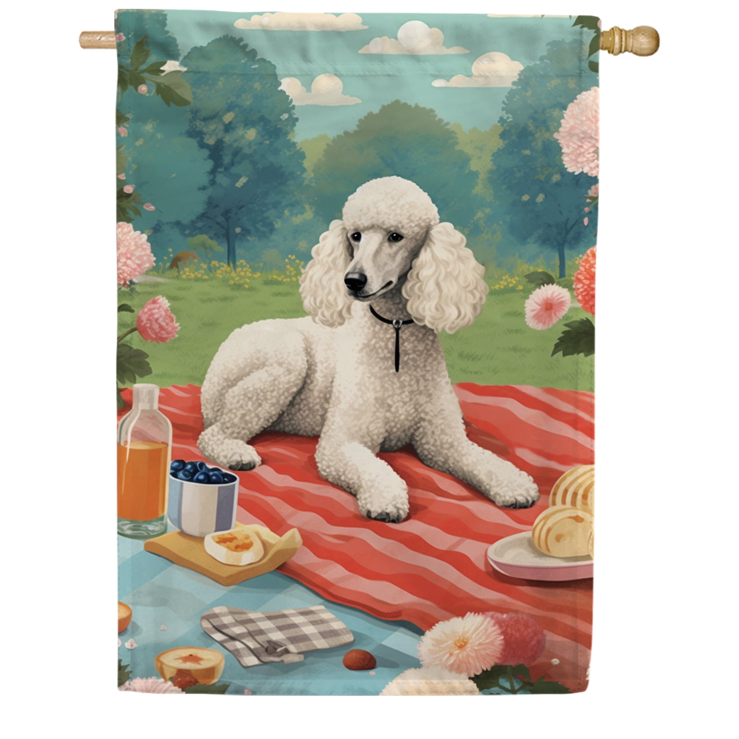 America Forever Spring Summer Poodle Dog House Flag 28 x 40 inch Double ...
