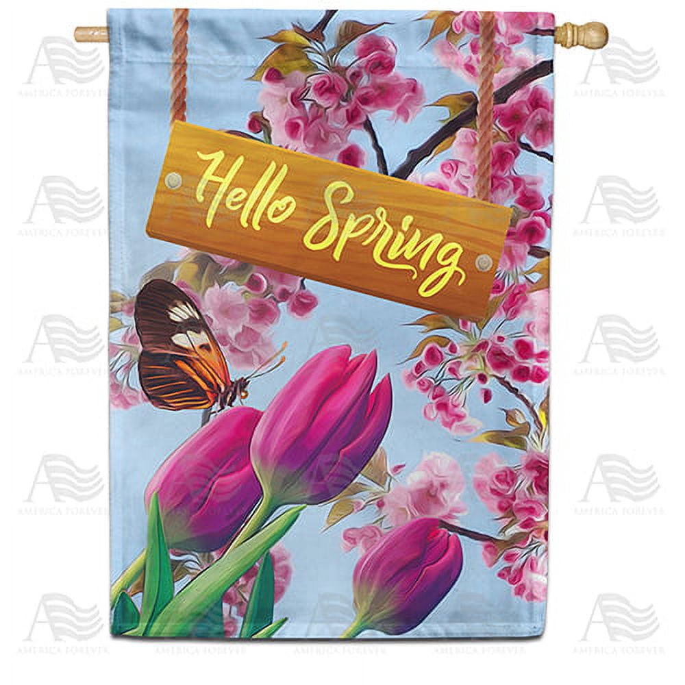America Forever Spring Tulip House Flag 28 x 40 inches Double Sided ...