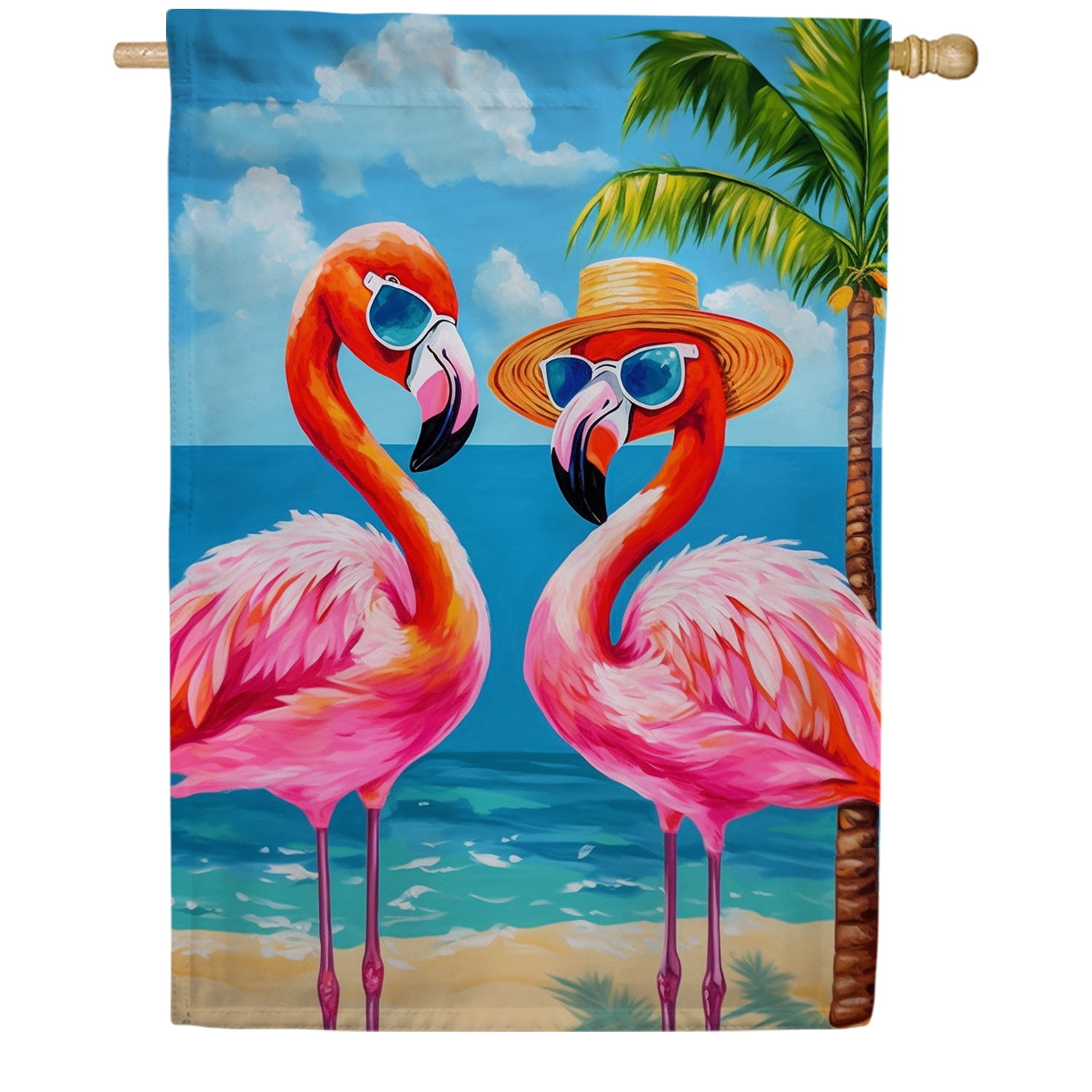 America Forever Summer Flamingo House Flag 28 x 40 inch Double Sided ...