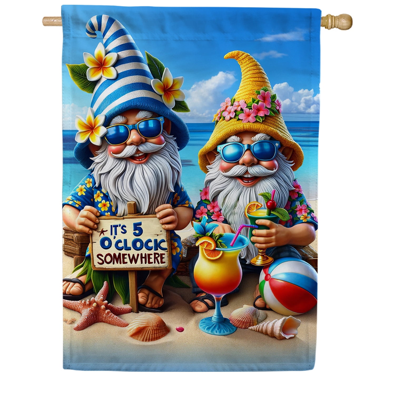 America Forever Summer Gnomes Humor House Flags, 28x40 inch Double ...
