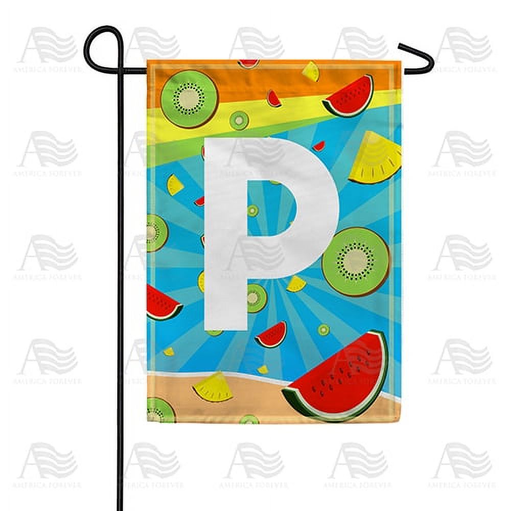 America Forever Summer Watermelon Monogram Garden Flag Letter P 12.5 x ...
