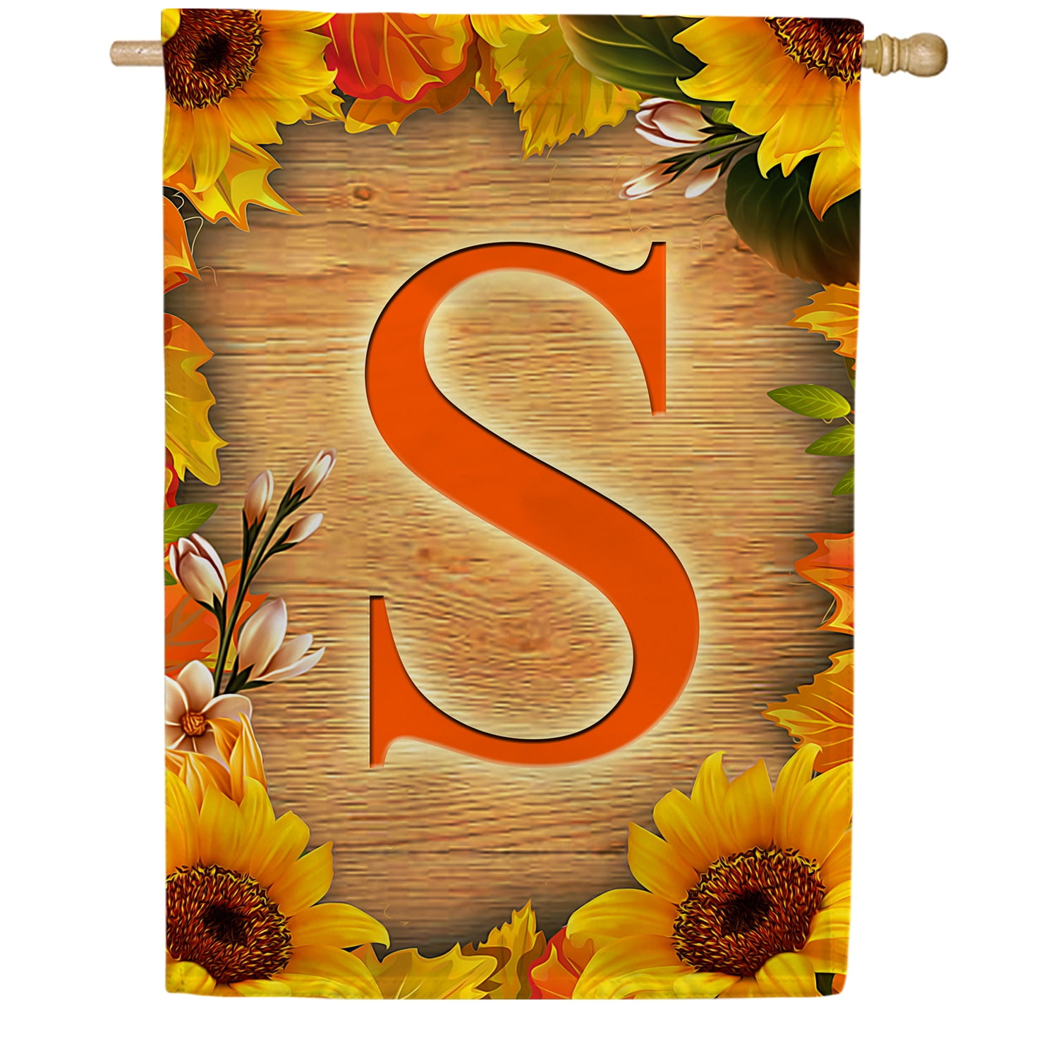 America Forever Sunflower Monogram House Flag Letter S 28 x 40 inches ...