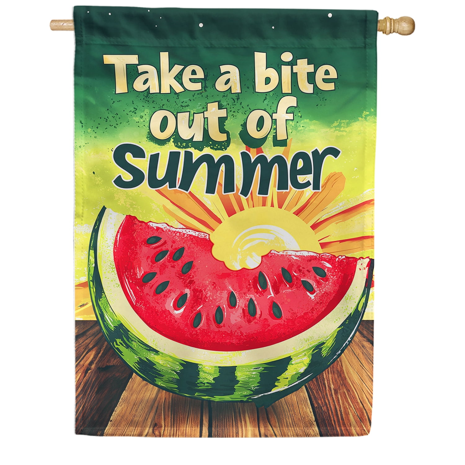 America Forever Take a Bite Out of Summer Watermelon House Flag, 28 x ...