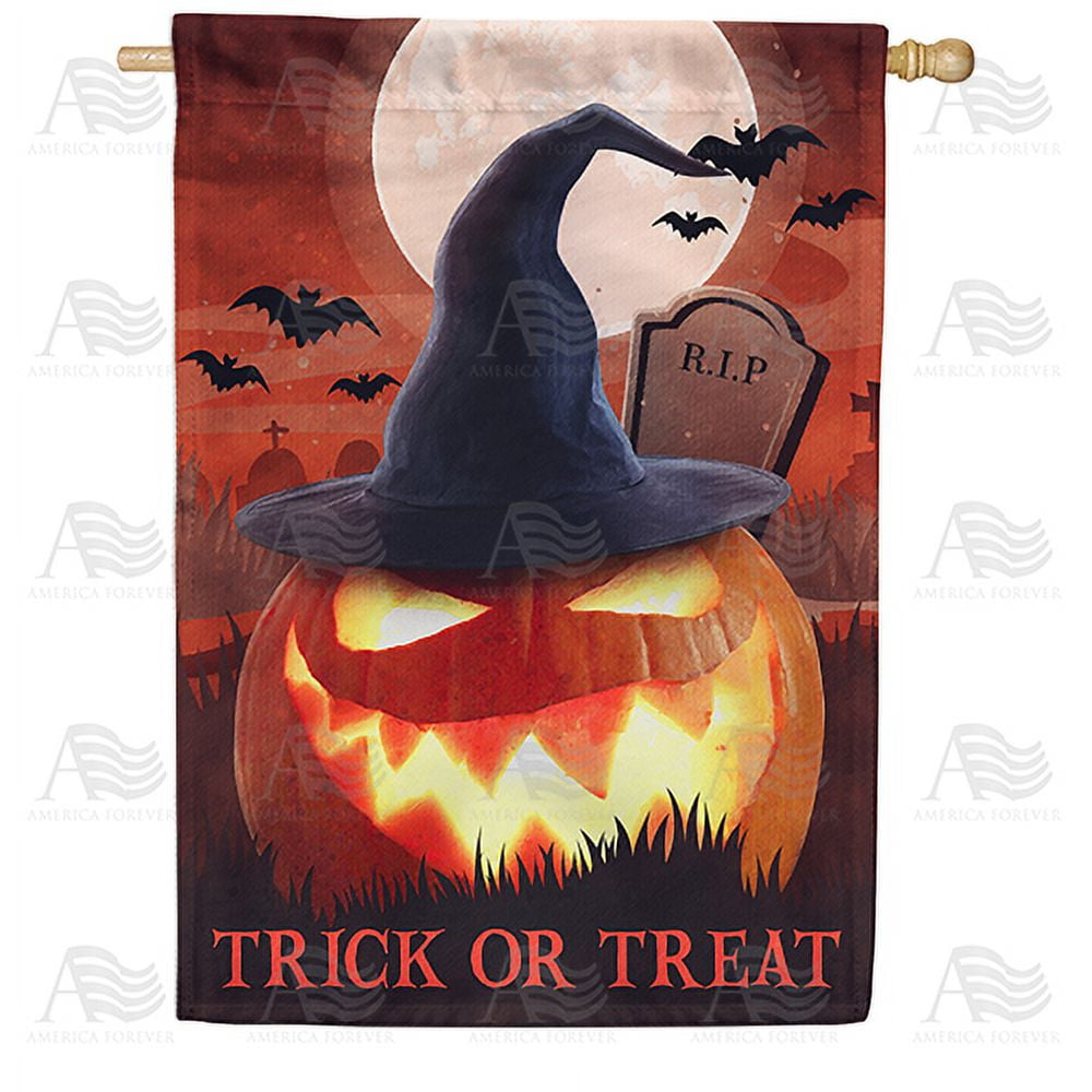 America Forever Trick or Treat Halloween House Flag 28 x 40 inch Double ...