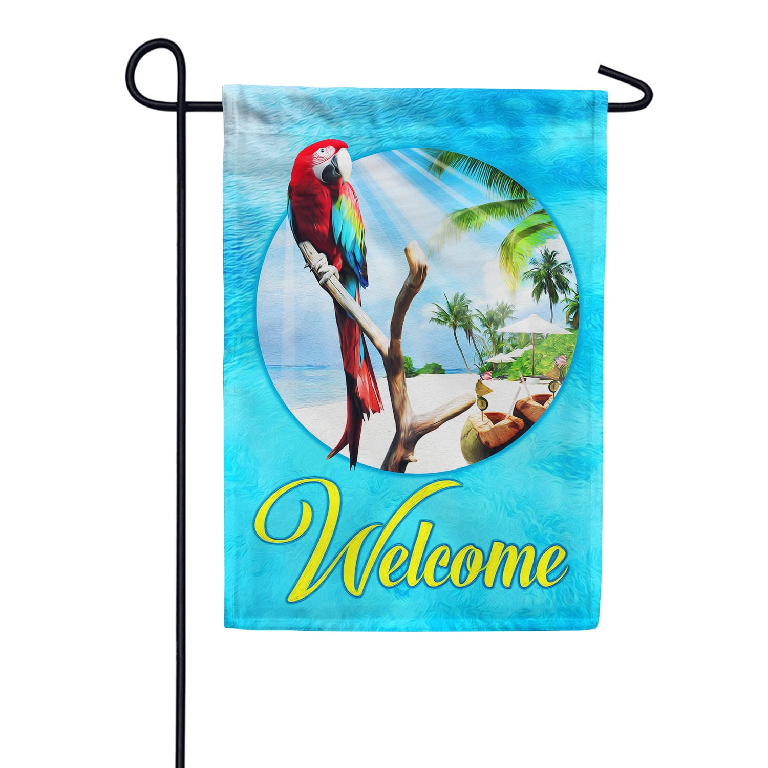 America Forever Tropical Welcome Summer Beach Parrot Garden Flag 12.5 x ...