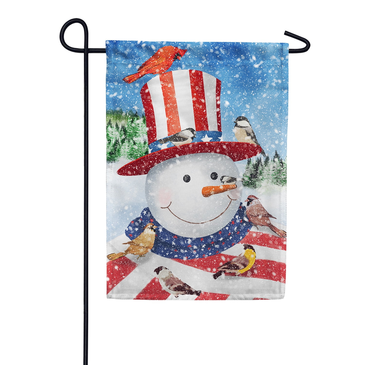 America Forever Uncle Snowman Garden Flag - Patriotic Snowman Winter ...