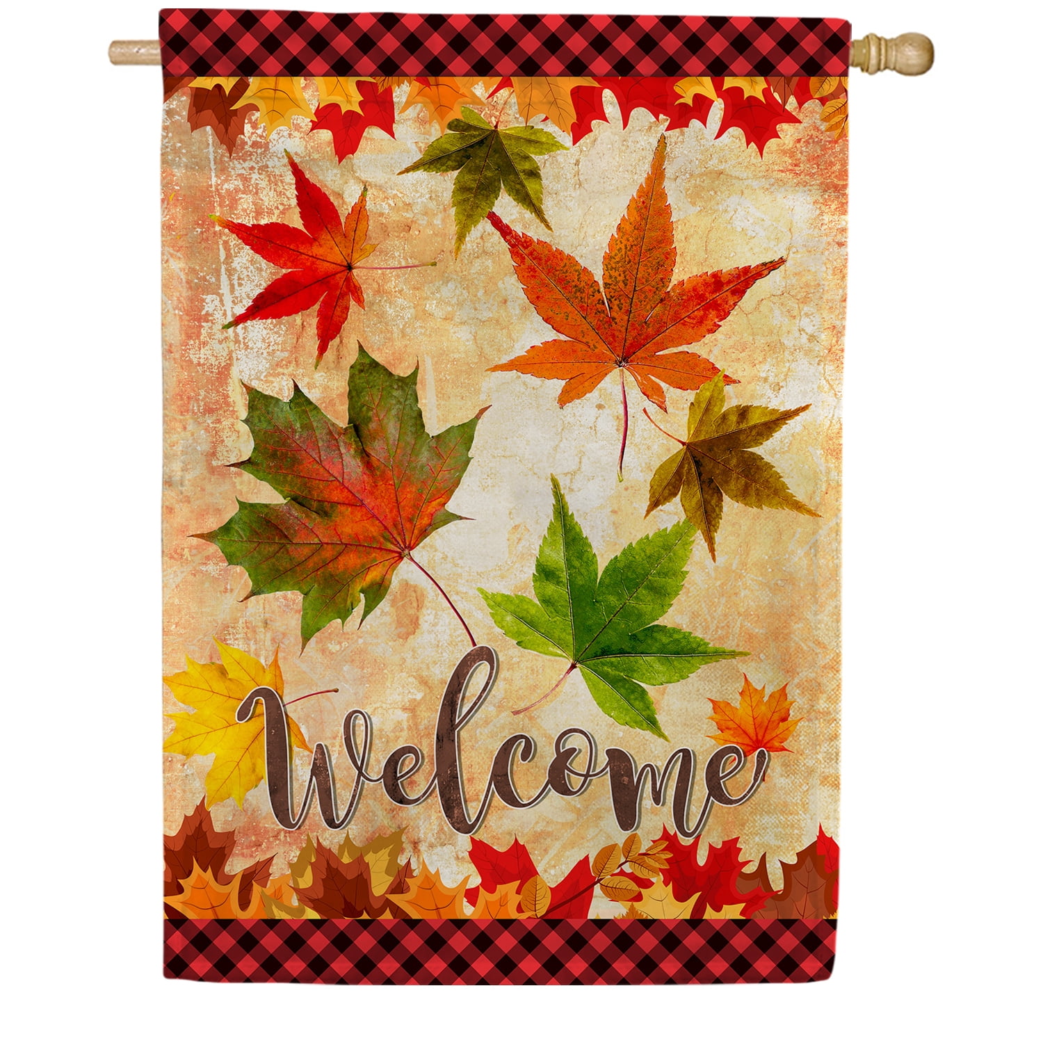 America Forever Welcome Autumn Fall House Flag - Colorful Autumn Maple ...