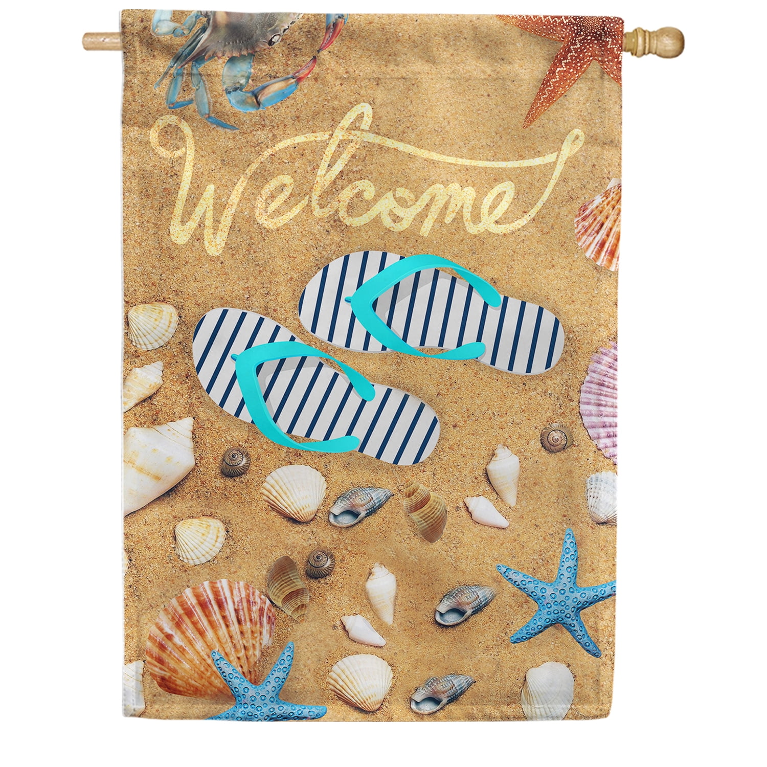 America Forever Welcome Beach Flip Flops Summer House Flag 28 x 40 ...