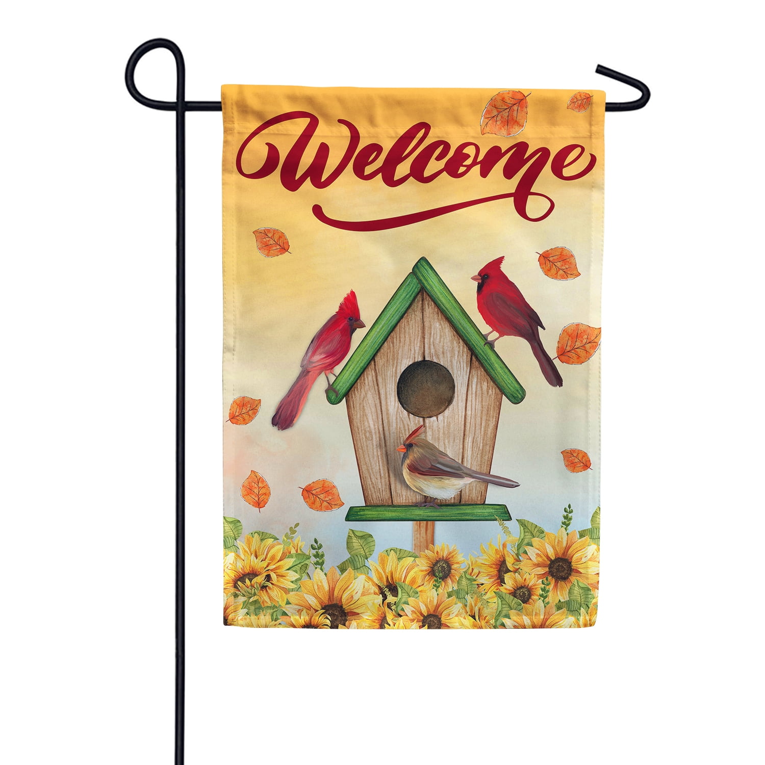 America Forever Welcome Fall Cardinal Sunflower Garden Flag 12.5 x 18 ...
