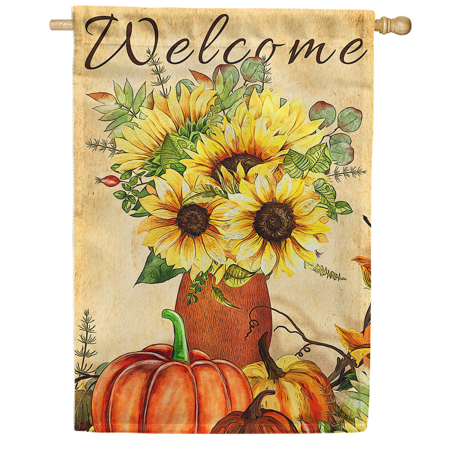 America Forever Welcome Fall Sunflower House Flag 28 x 40 inch Autumn ...