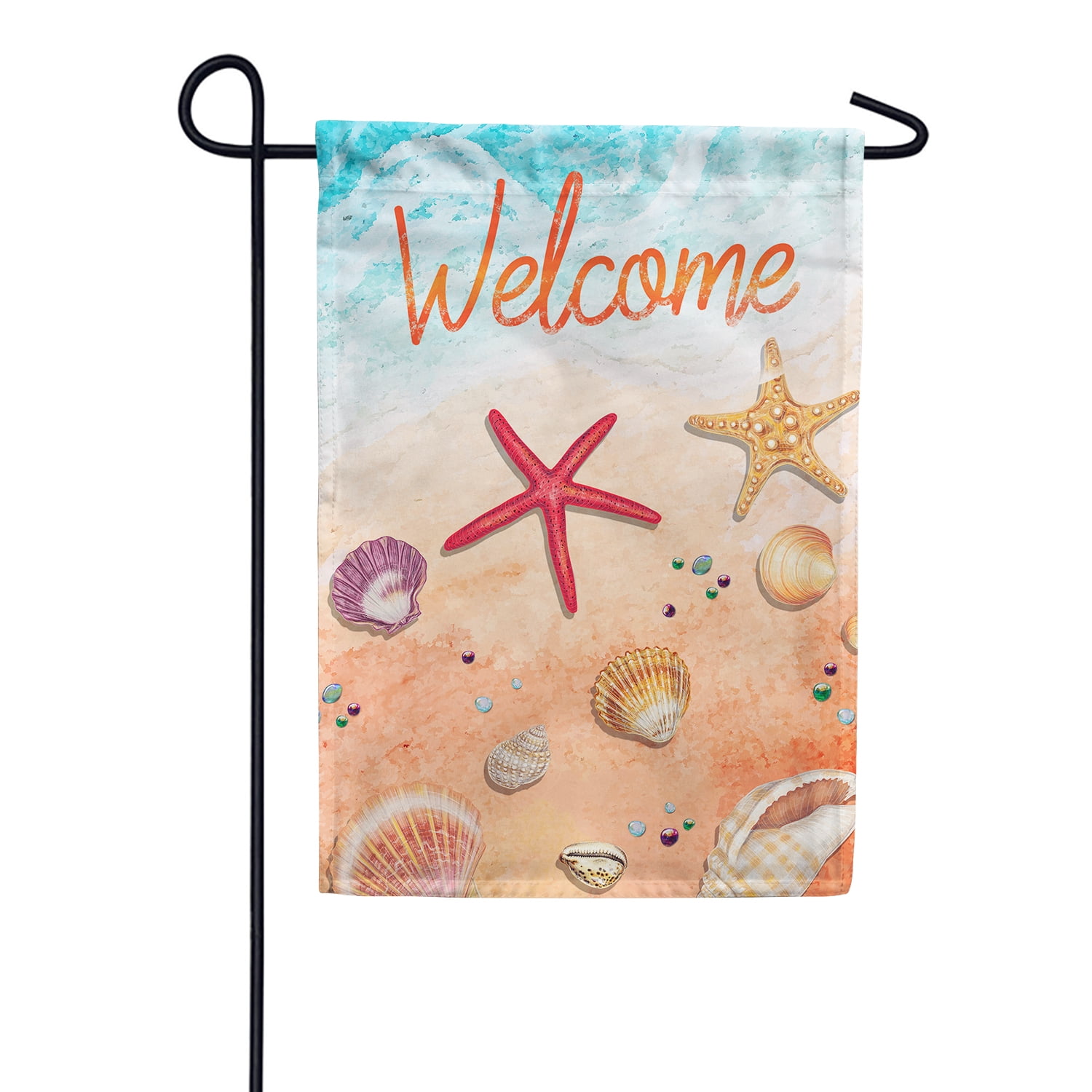 America Forever Welcome Summer Beach Seashell Starfish Garden Flag 12.5 ...