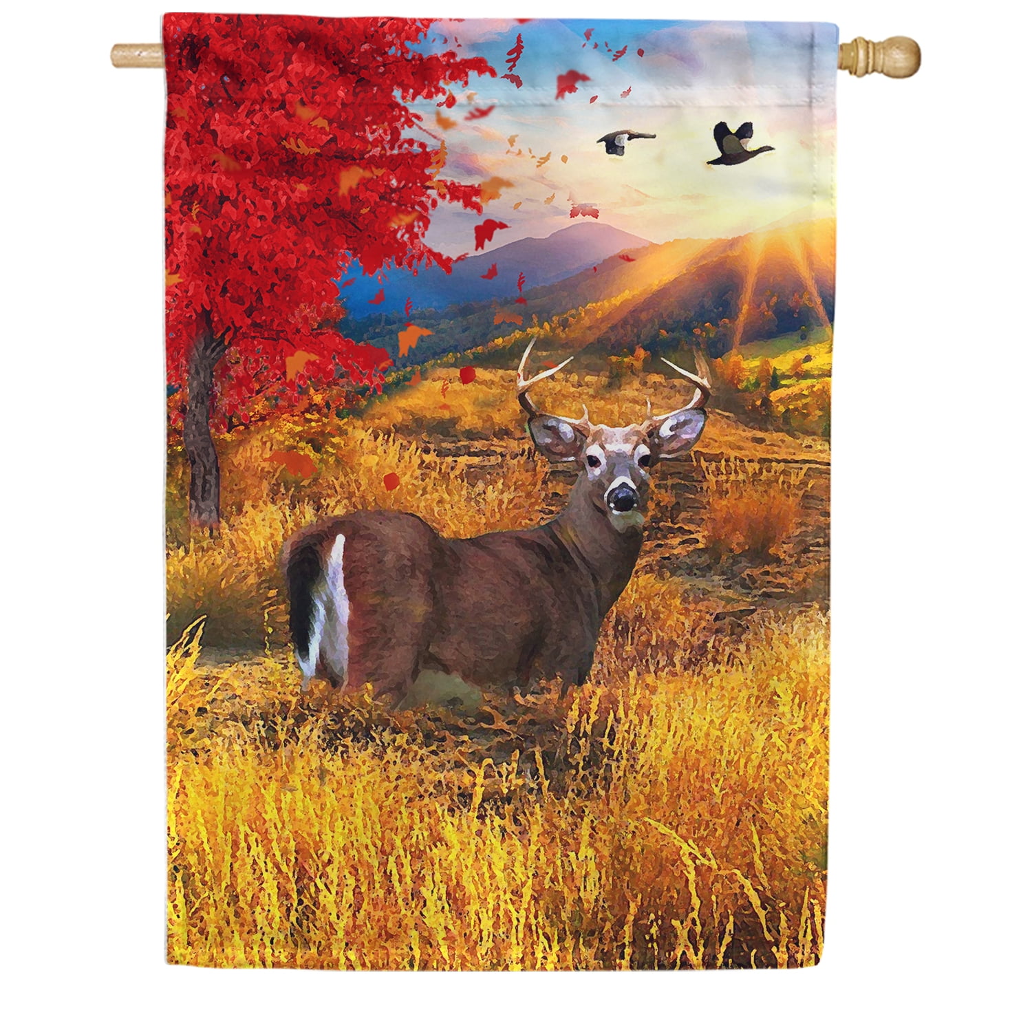 America Forever Whitetail Deer House Flag, 28 x 40 inches Double Sided ...