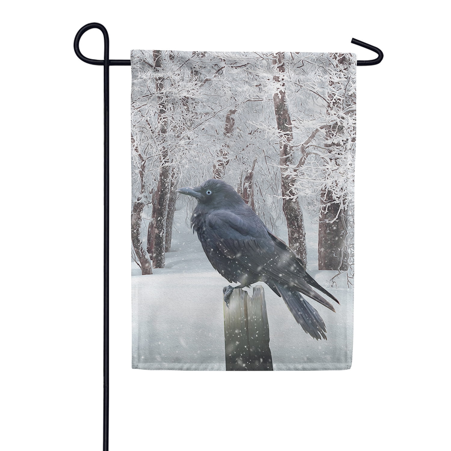 America Forever Winter Crow Garden Flag Double Sided Vertical ...