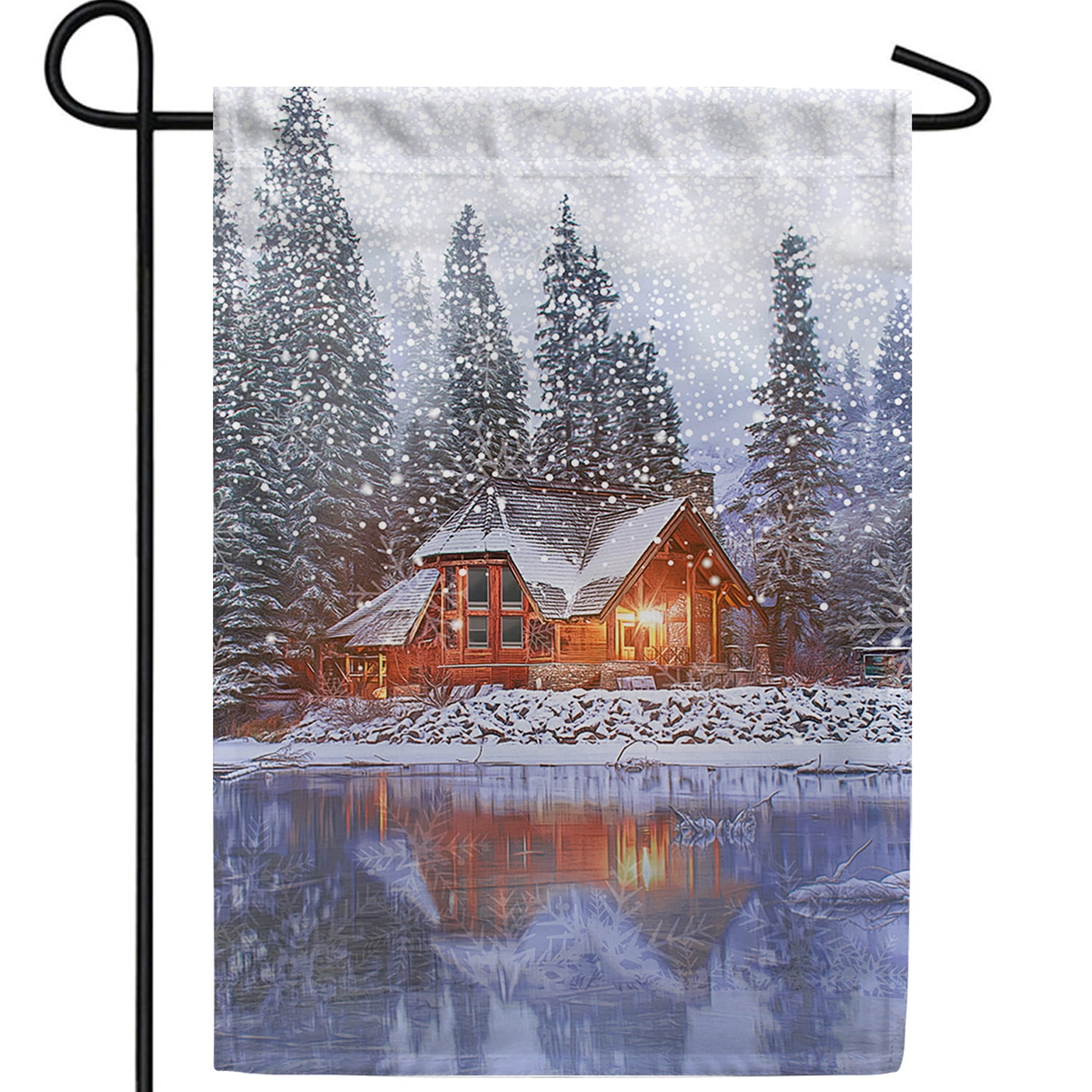 America Forever Winter Lake House Garden Flag, 12.5 x 18 inch Double ...