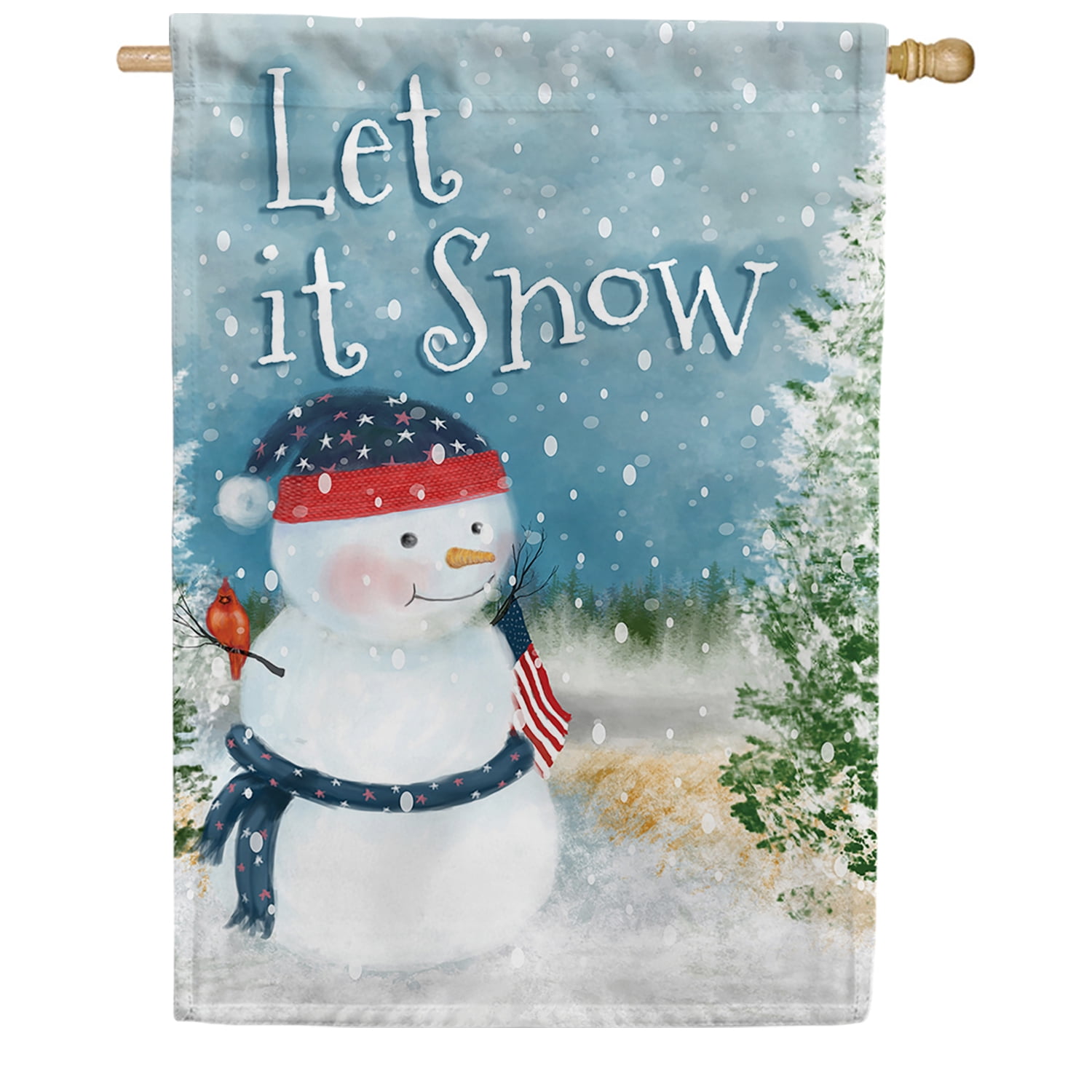 America Forever Winter Let it Snow House Flag Double Sided Vertical ...