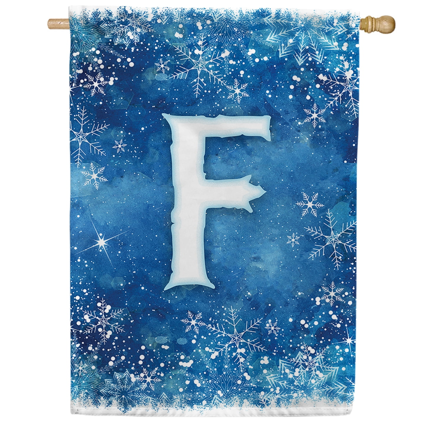 America Forever Winter Monogram Letter F House Flag Vertical Double ...